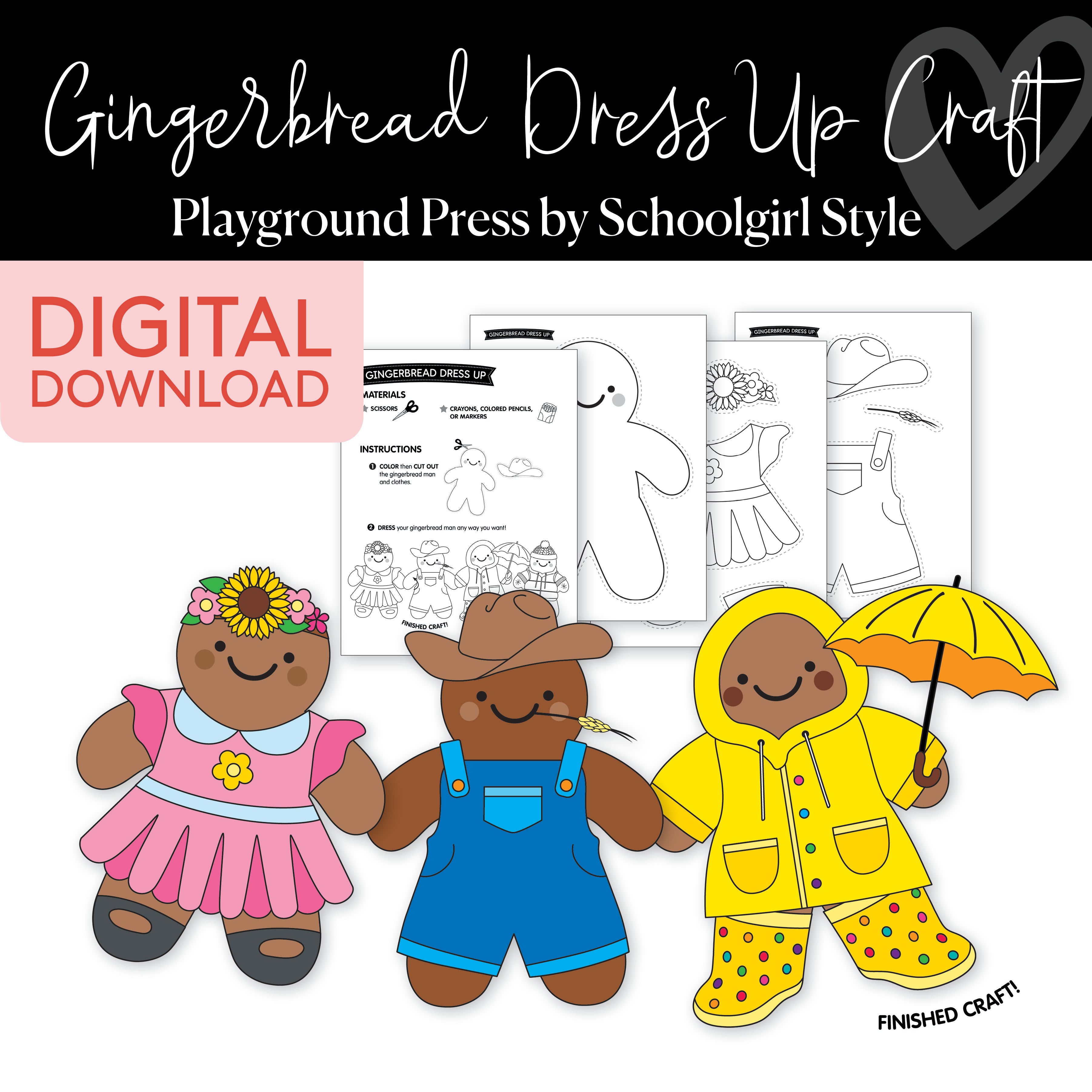 Gingerbread Dress Up No Prep Winter Craft – Schoolgirl Style