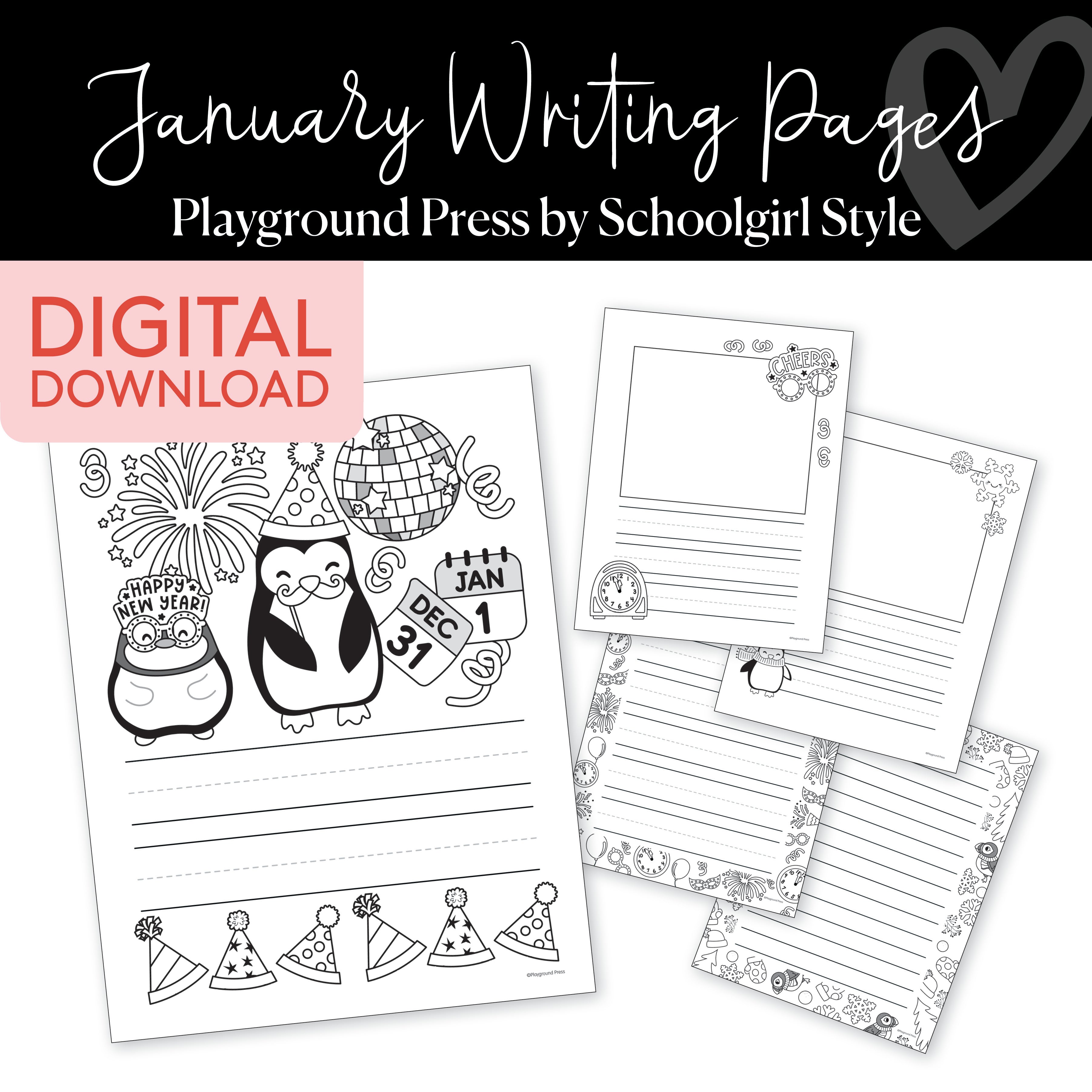 January Writing Center Pages | Playground Press by Schoolgirl Style