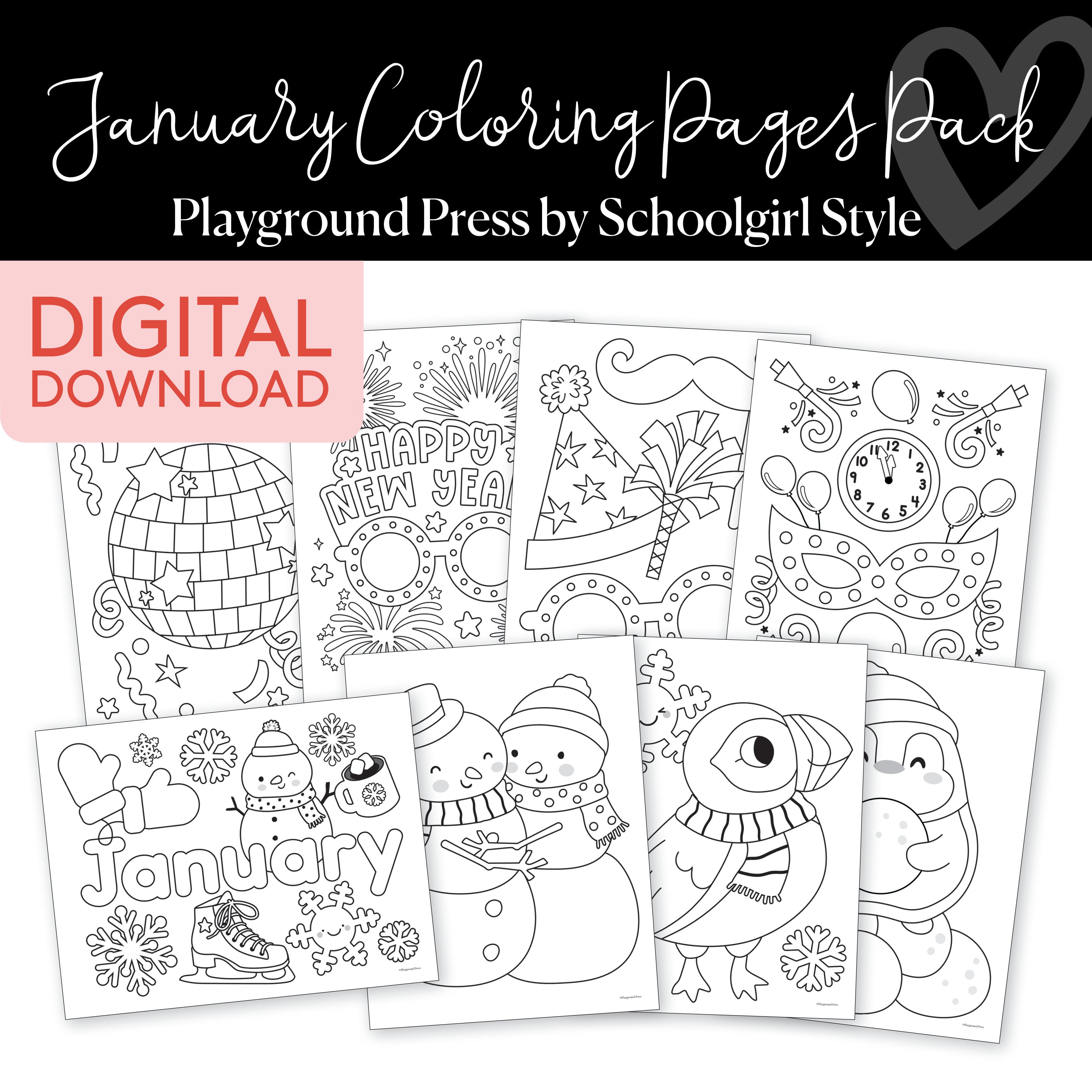 Free January Coloring Pages – Schoolgirl Style