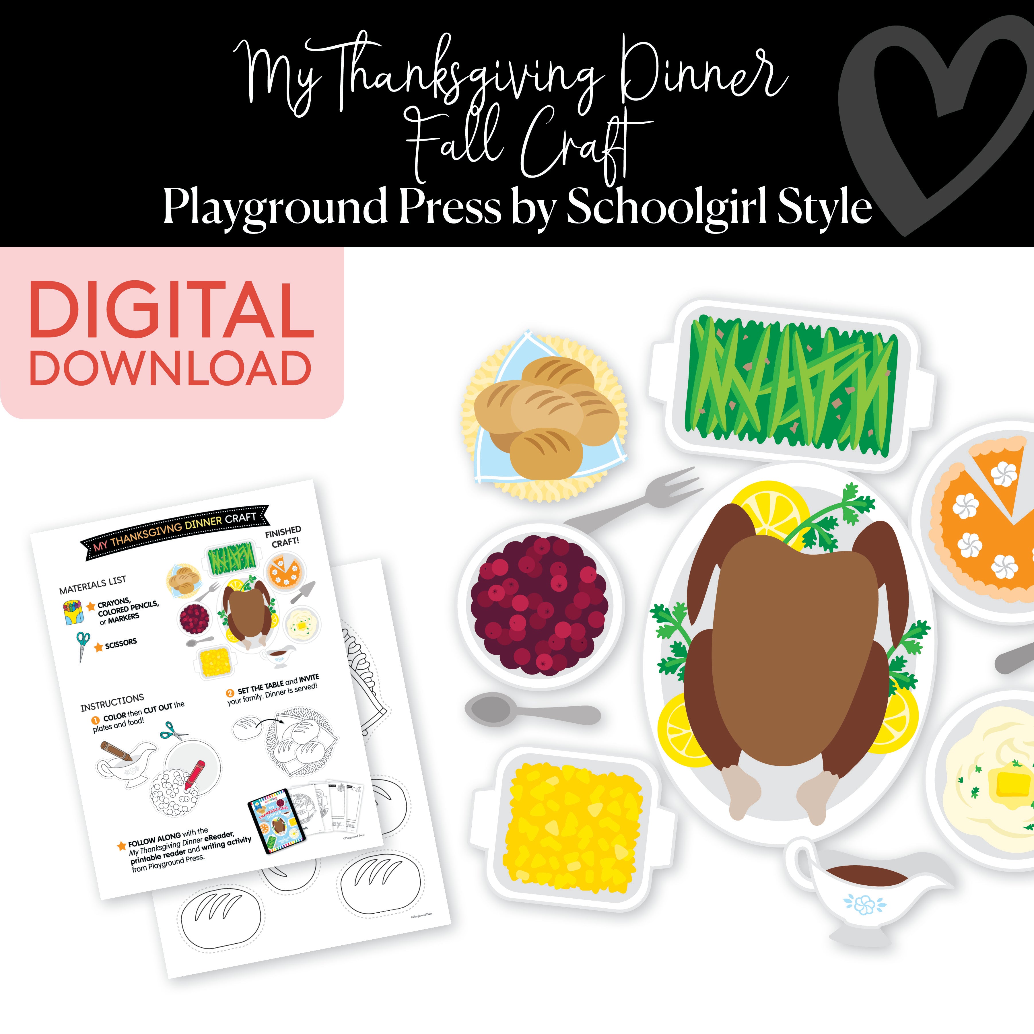 My Thanksgiving Dinner No Prep Craft – Schoolgirl Style