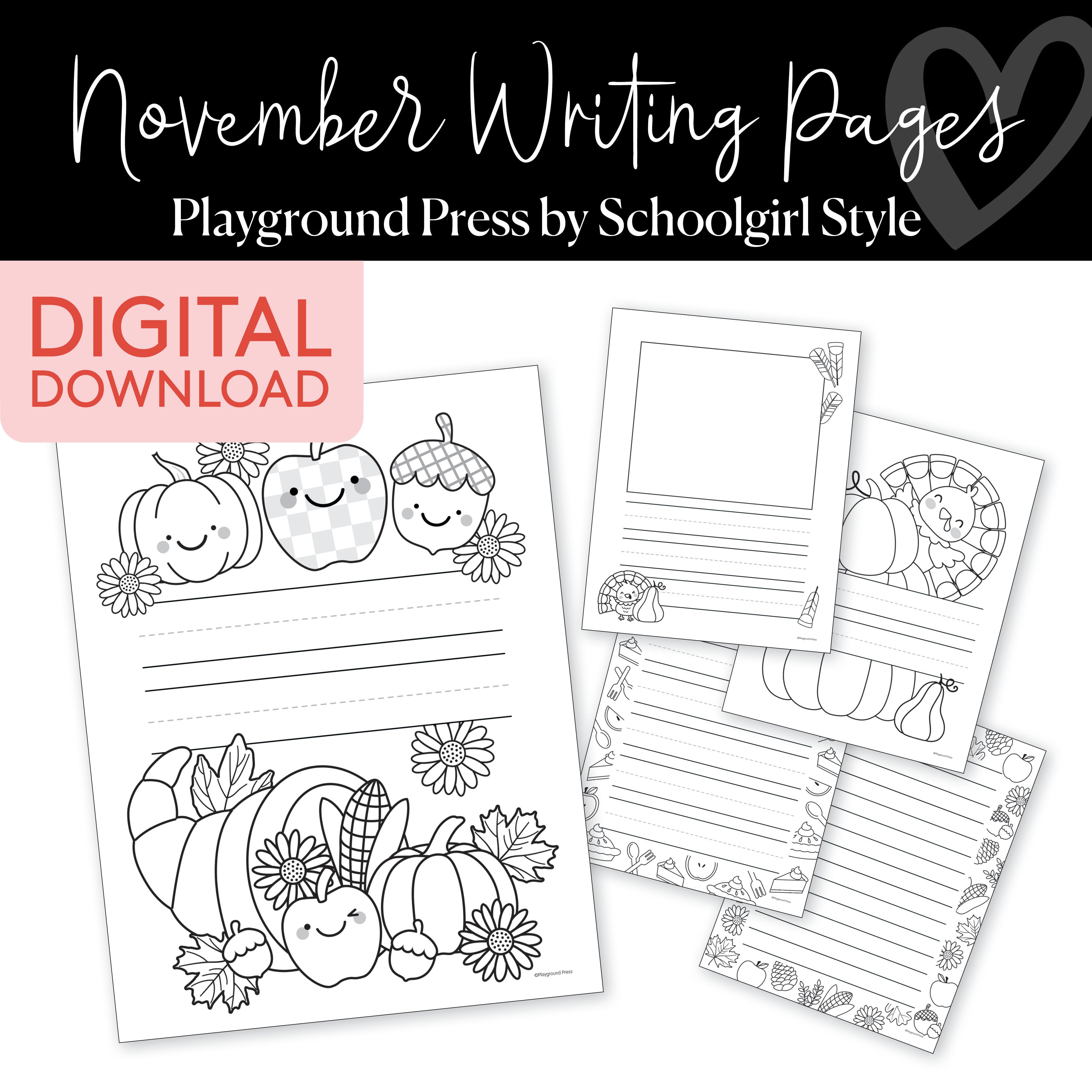 November Writing Center Pages – Schoolgirl Style