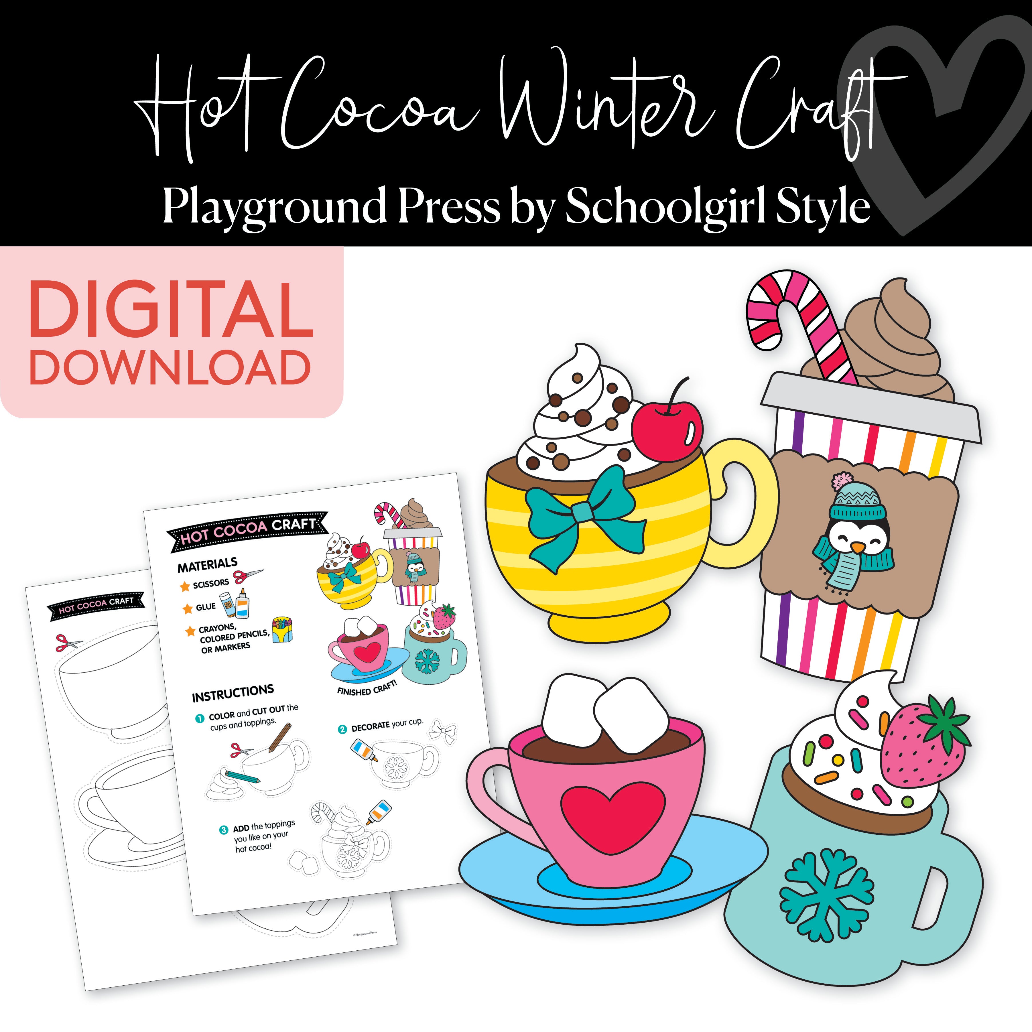 Hot Cocoa No Prep Winter Craft – Schoolgirl Style