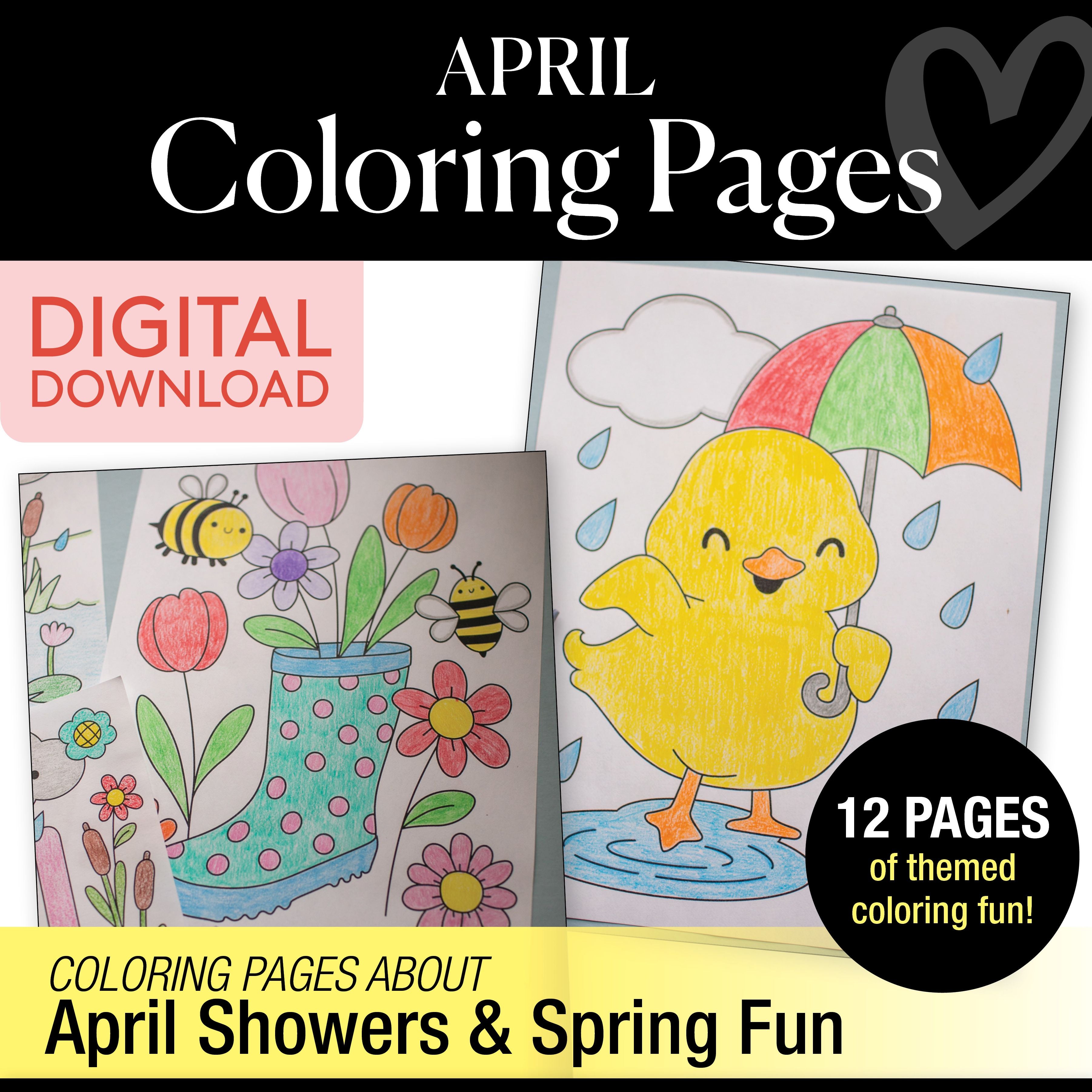 Free Printable April Coloring Pages Pack 2 – Schoolgirl Style