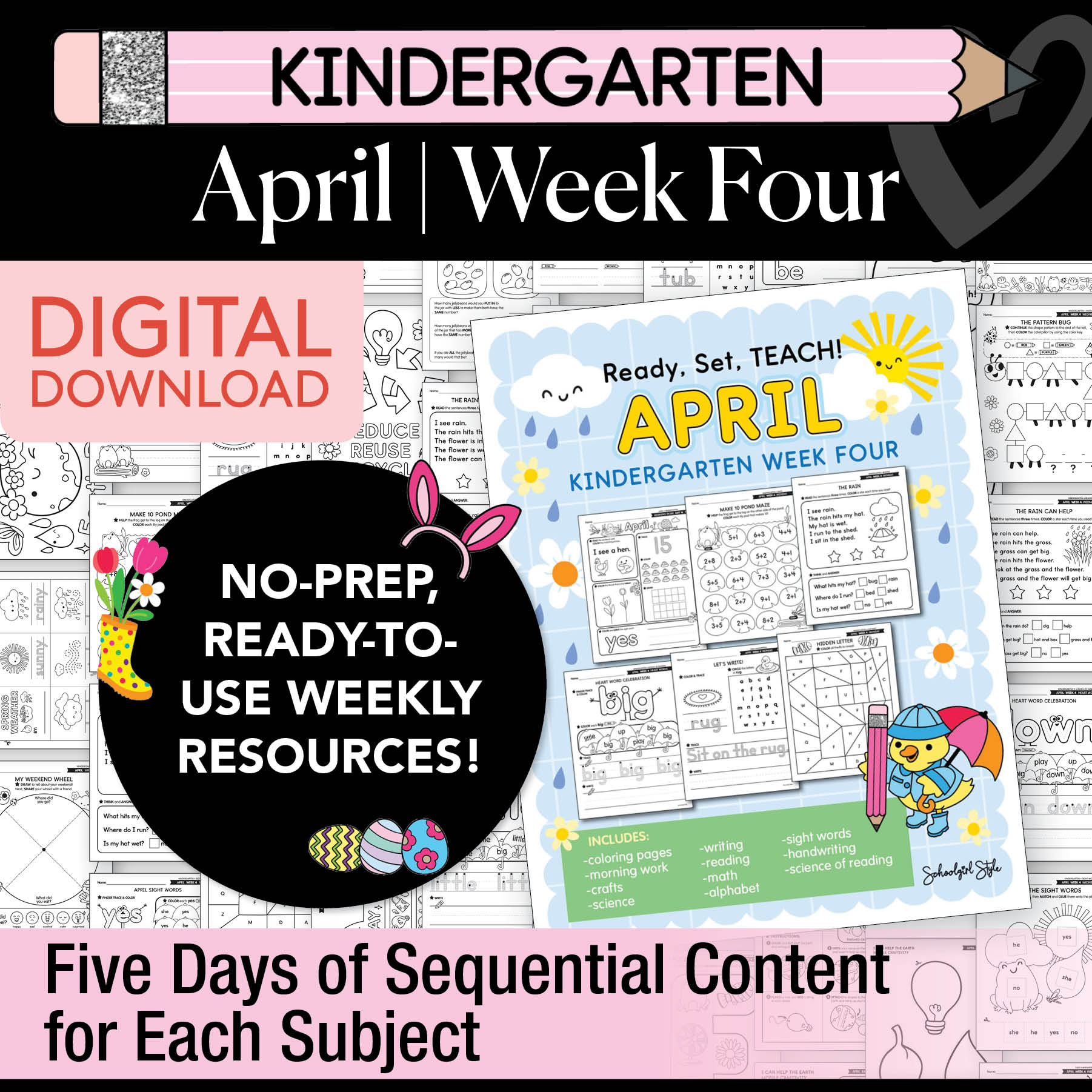 Printable Kindergarten April Week 4 Resources – Schoolgirl Style