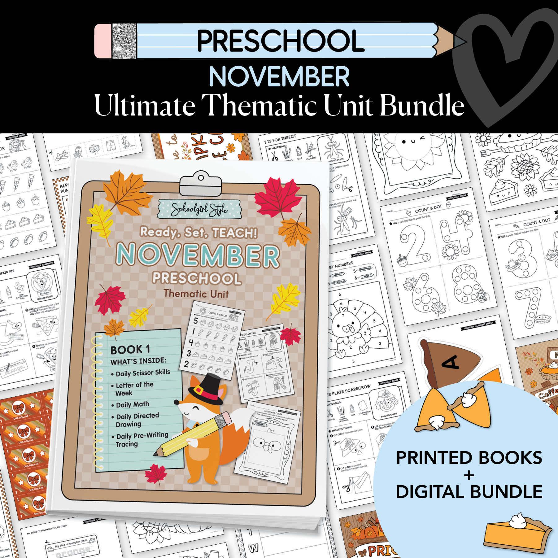 Ultimate Preschool November Thematic Unit Bundle – Schoolgirl Style