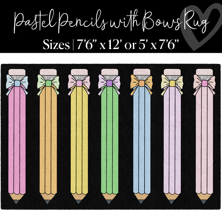 Pastel Pencils with Bows Classroom Rug by Schoolgirl Style