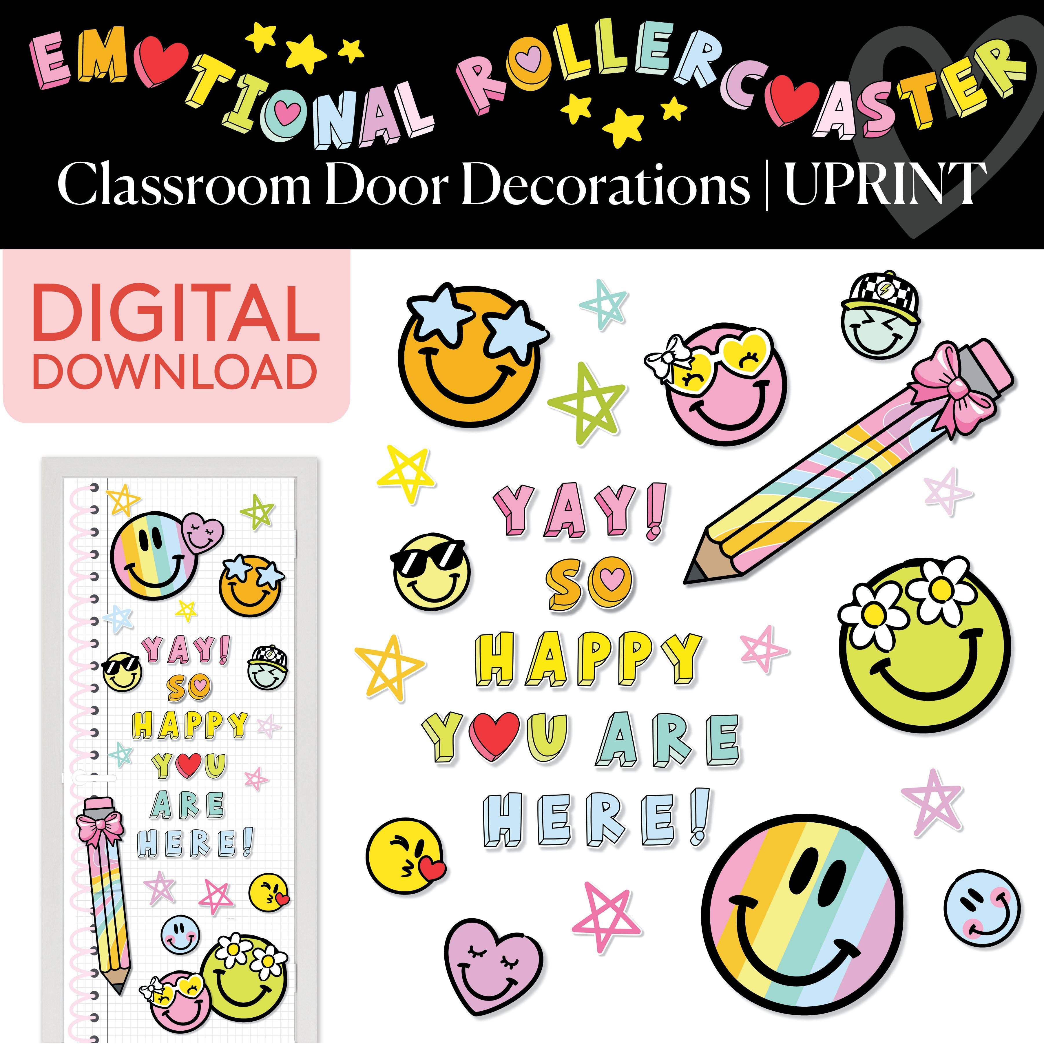 Printable Rainbow Pastel Classroom Door Decorations | Emotional Roller ...