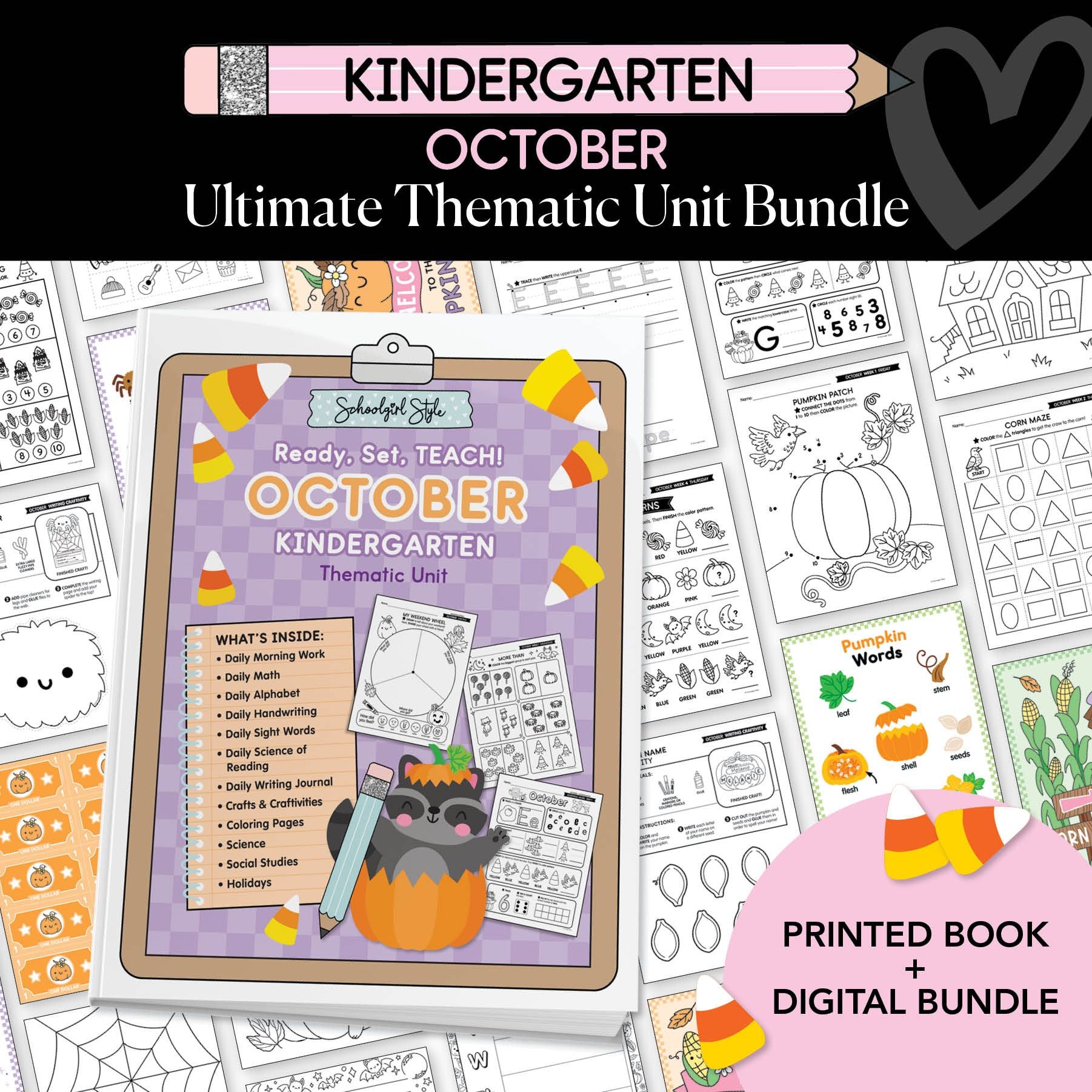 Ultimate Kindergarten October Thematic Unit Bundle – Schoolgirl Style