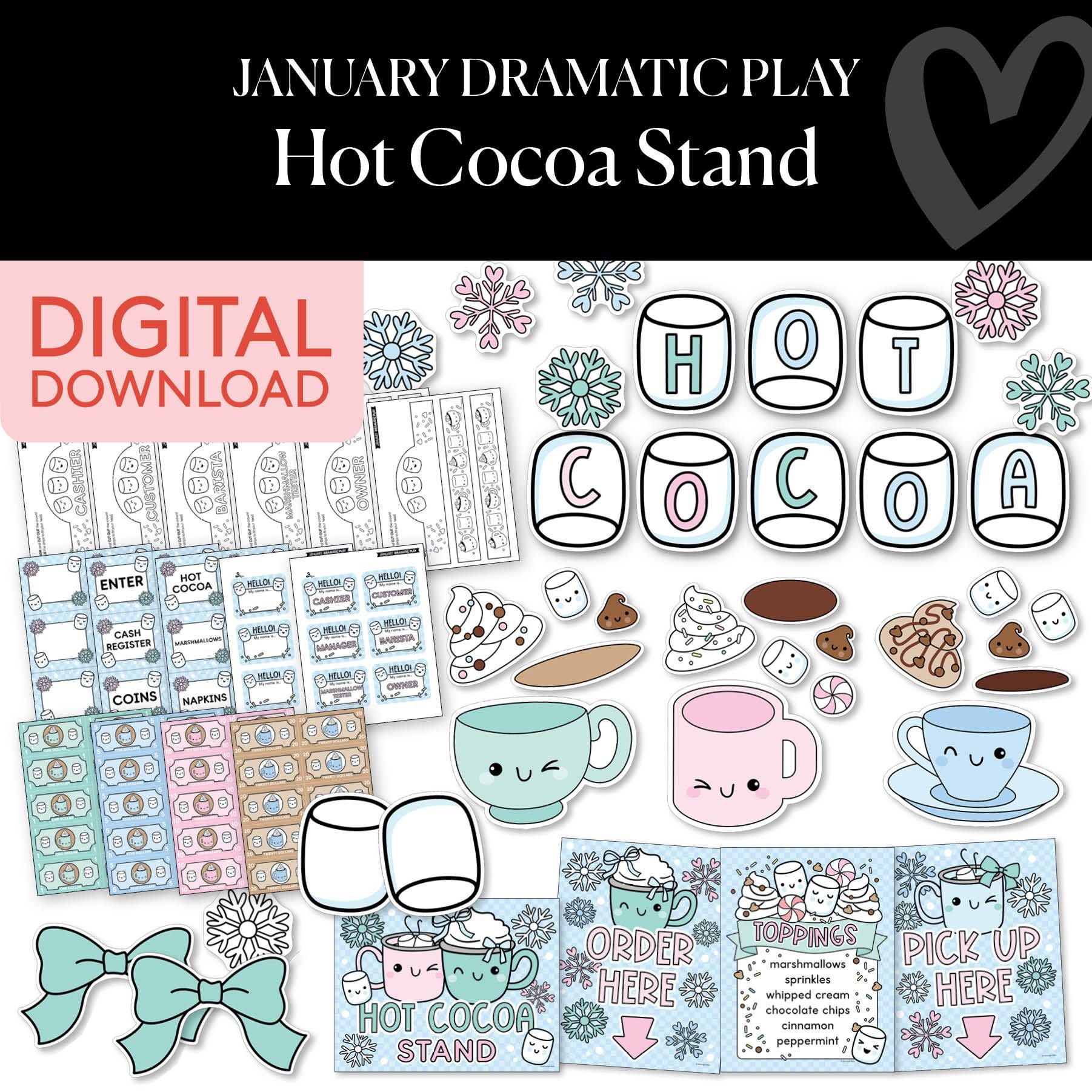 Printable January Dramatic Play Hot Cocoa Stand – Schoolgirl Style