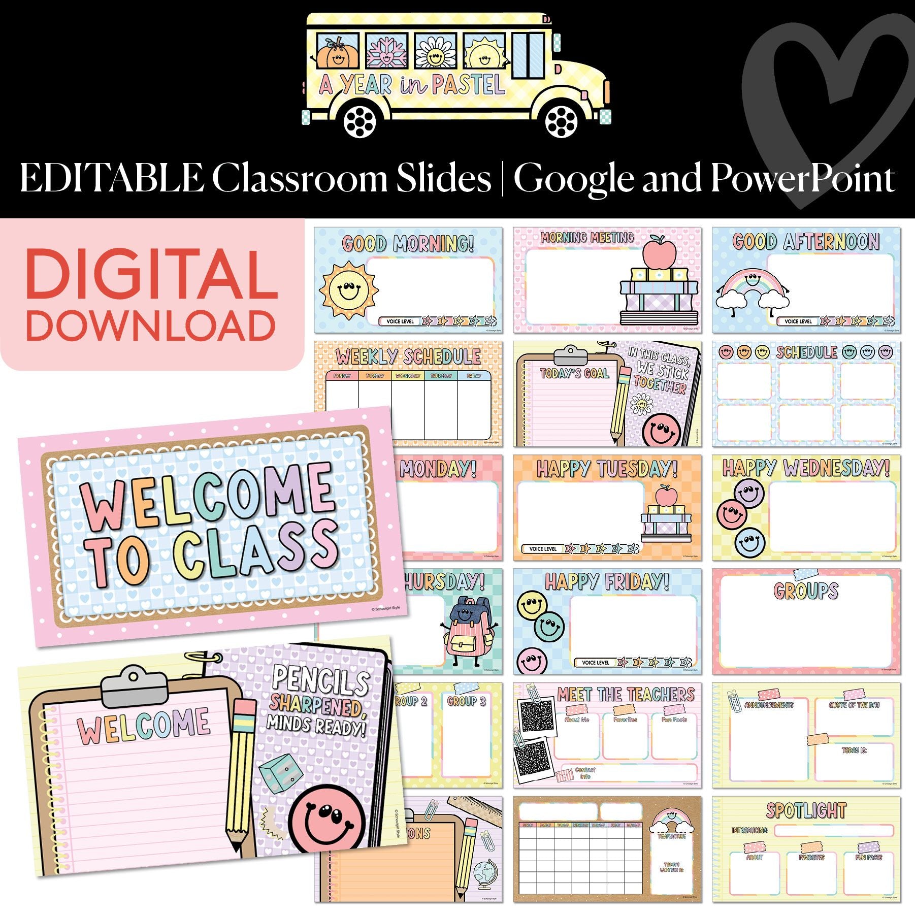 Printable Editable Google & PowerPoint Classroom Slides | A Year In Pa ...