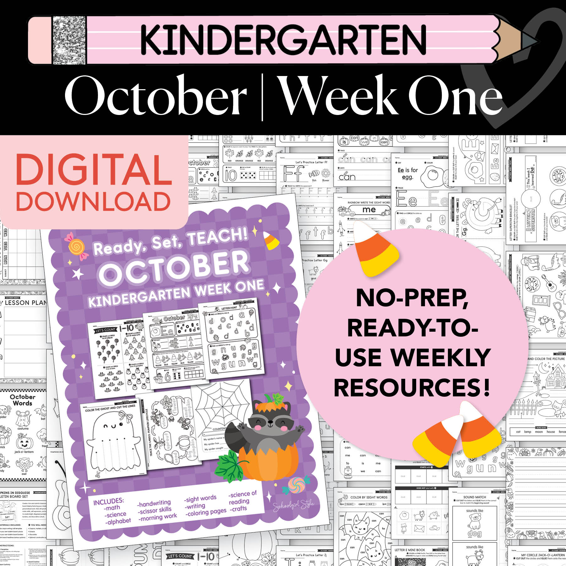 Printable Kindergarten October Week 1 Resources – Schoolgirl Style