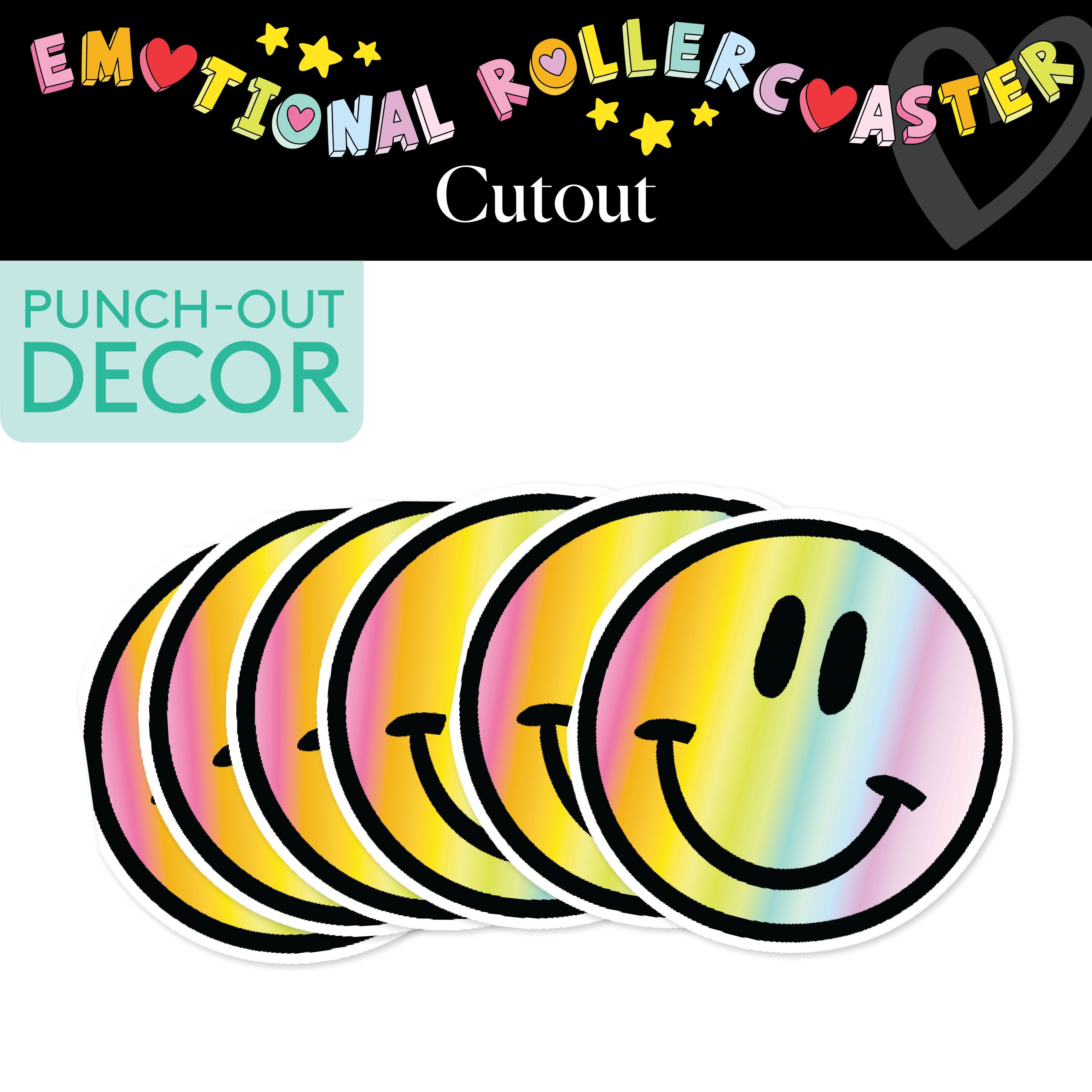 Rainbow Pastel Smiley Face Bulletin Board Cutouts | Emotional Rollerco ...