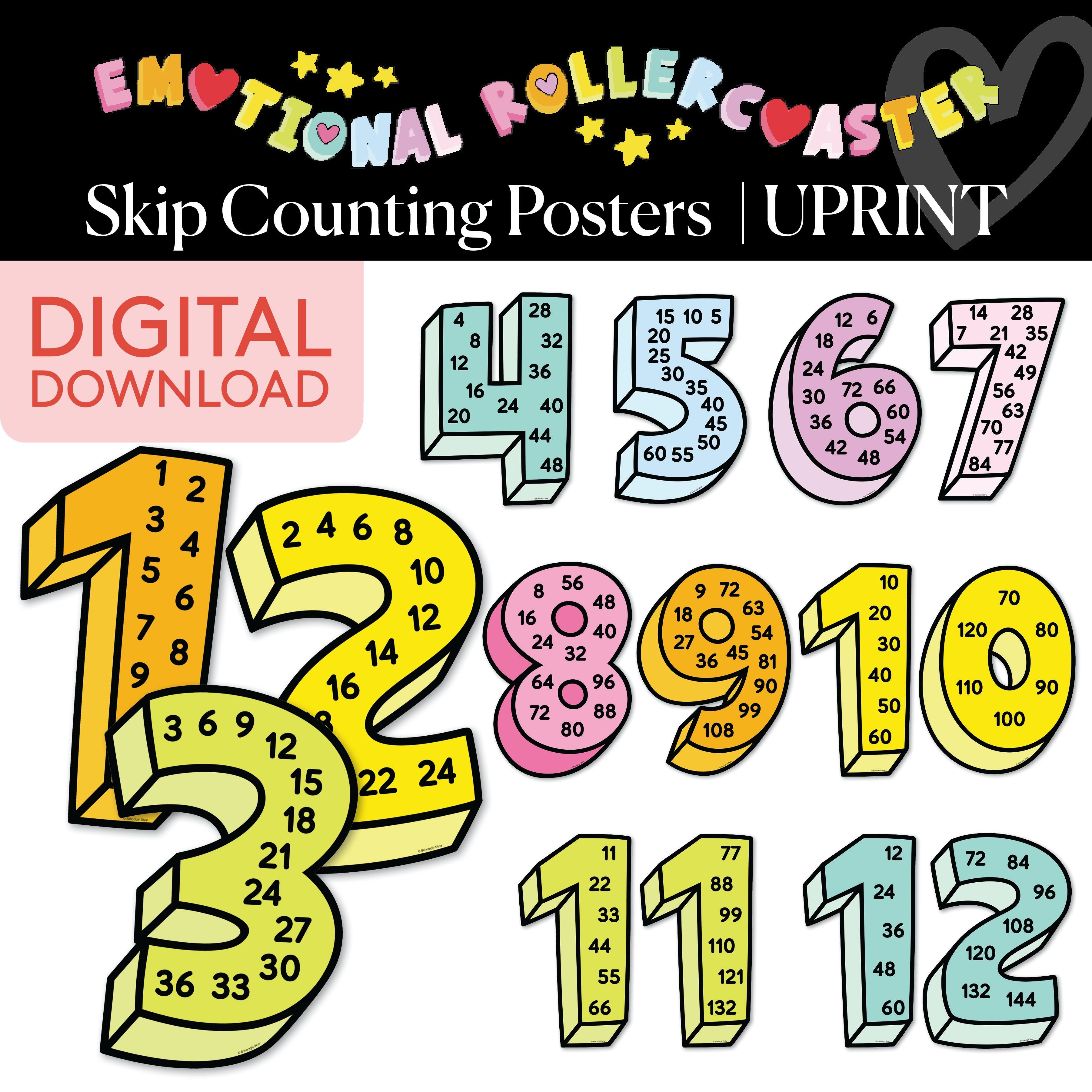Printable Rainbow Pastel Skip Counting Posters | Emotional Rollercoast ...