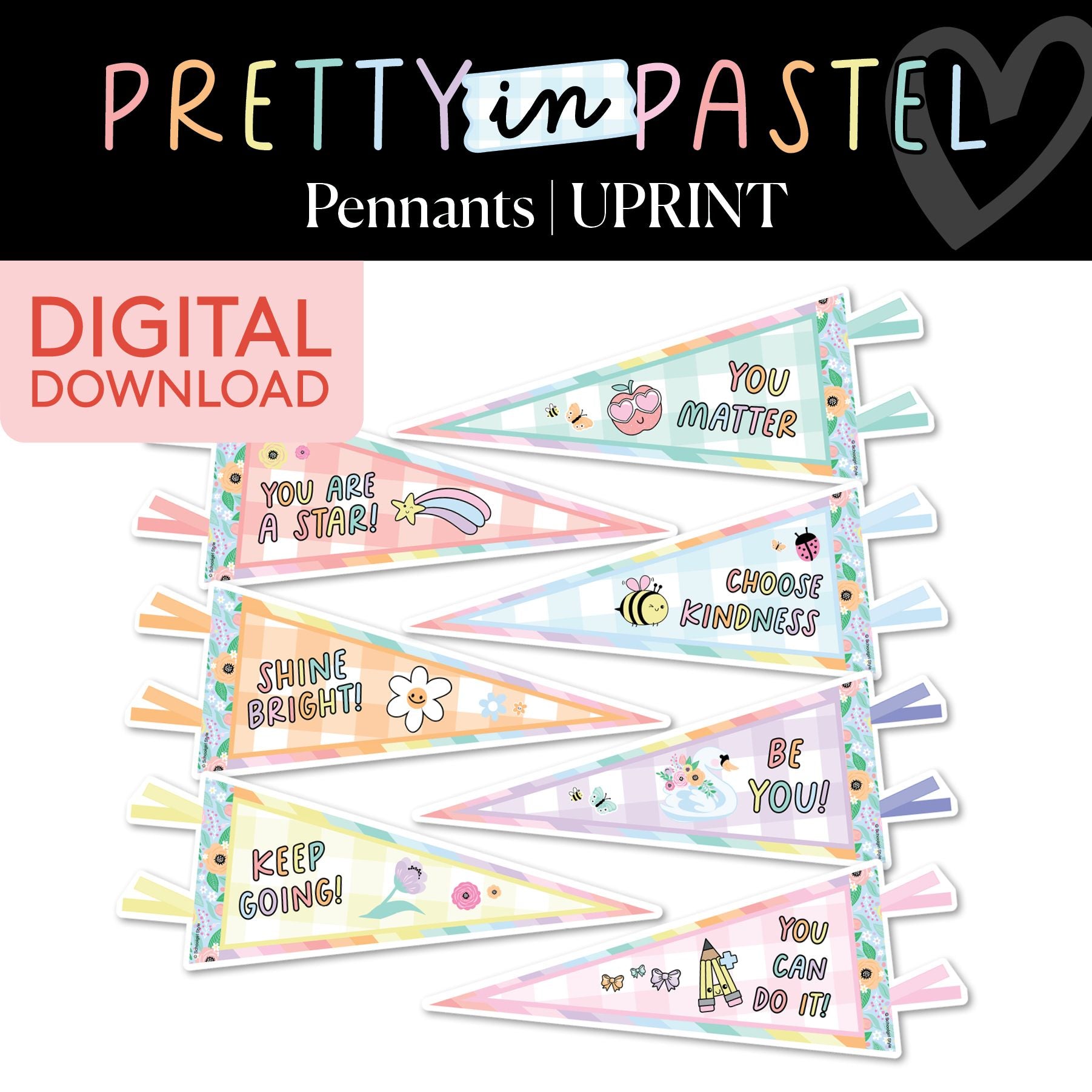Printable Pastel Inspirational Pennants | Pretty in Pastel – Schoolgirl ...