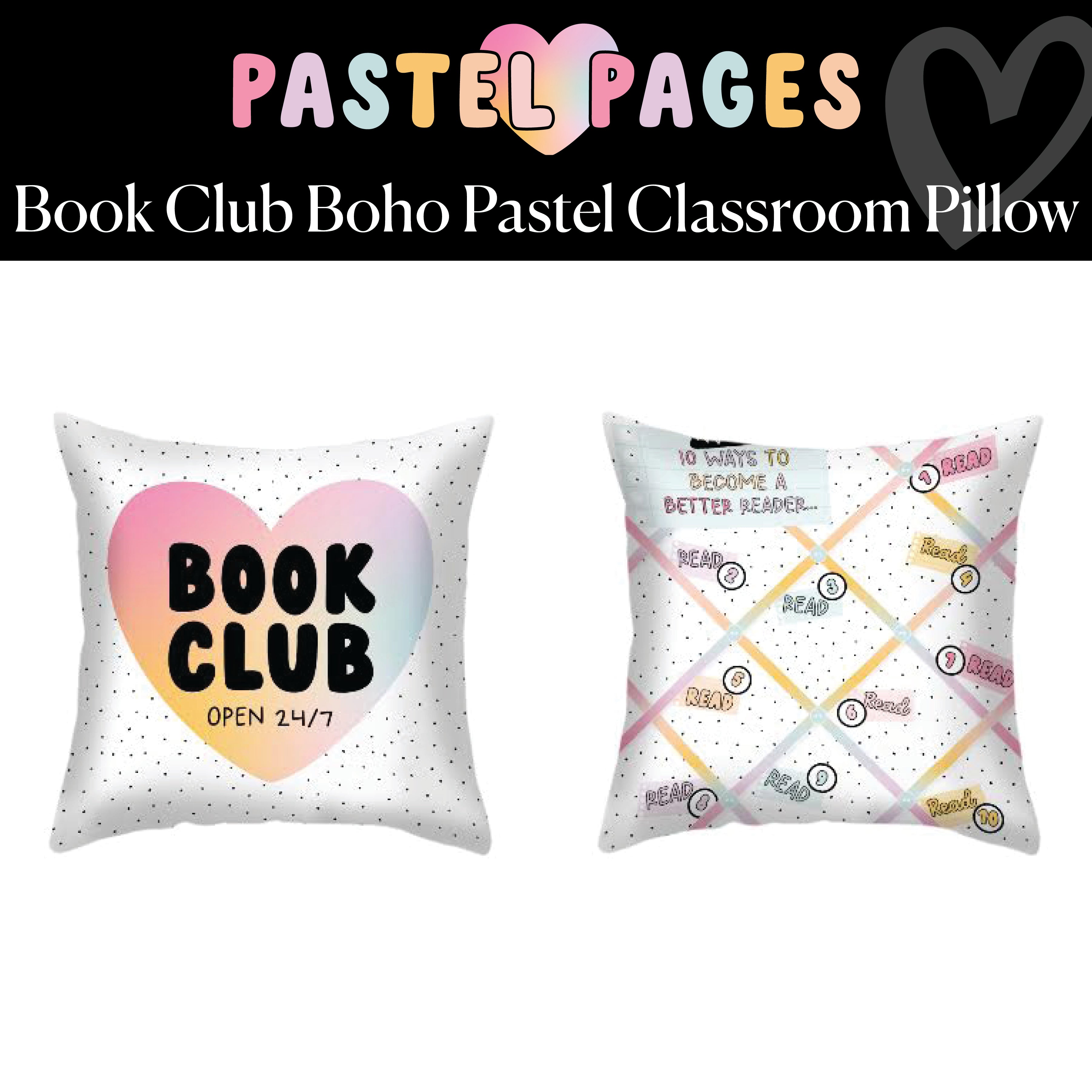Pastel Pages Boho Pastel Classroom Pillow Cover – Schoolgirl Style