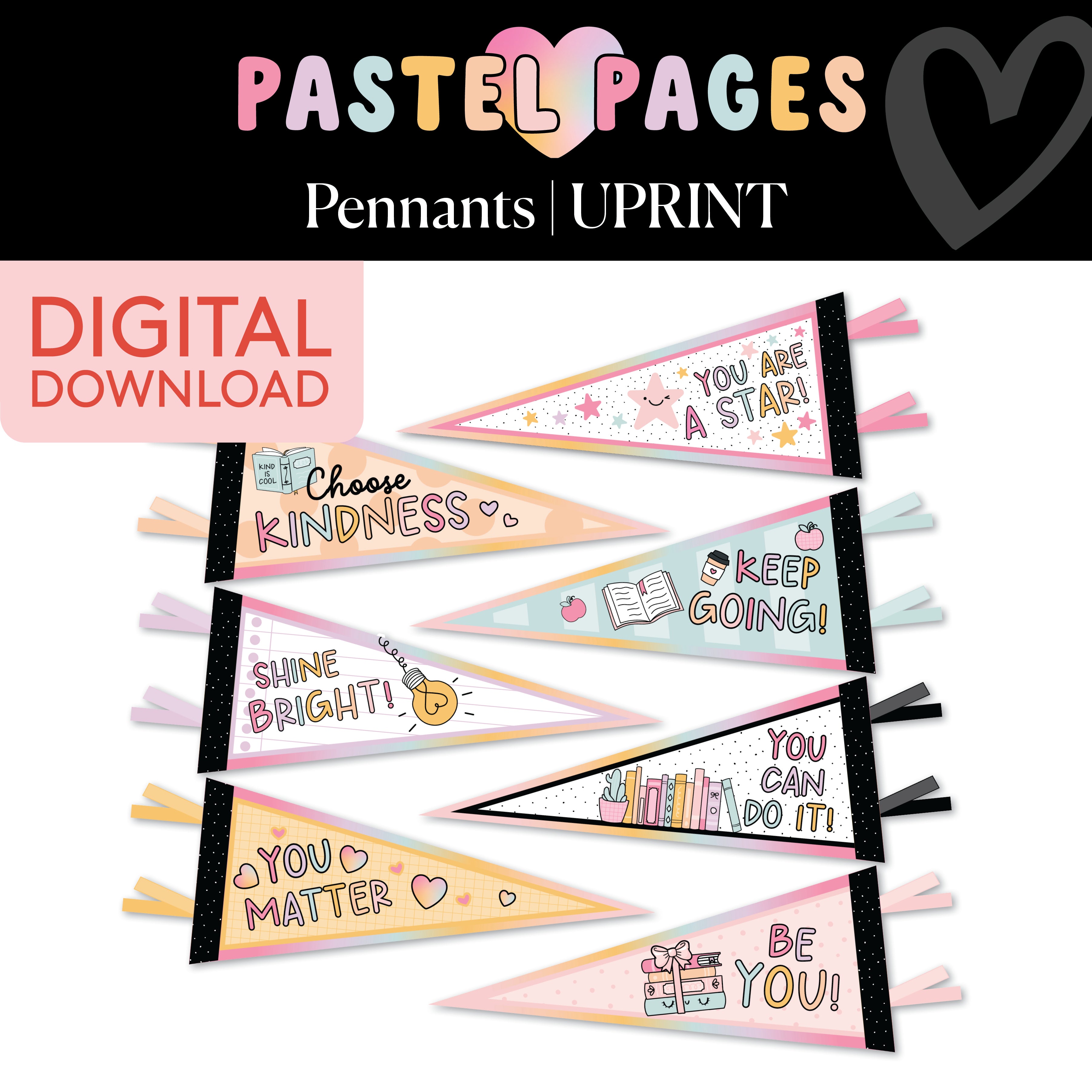 Printable Boho Pastel Classroom Pennants | Pastel Pages – Schoolgirl Style