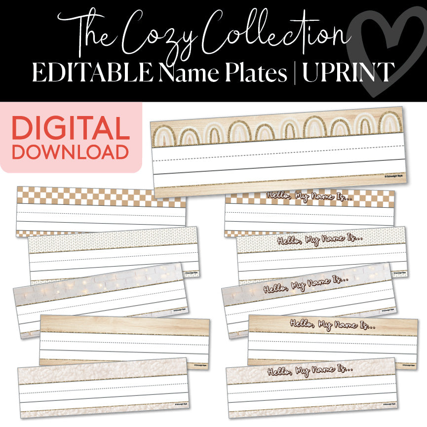 Classroom Name Plates | Cozy | Printable Classroom Decor | Schoolgirl ...