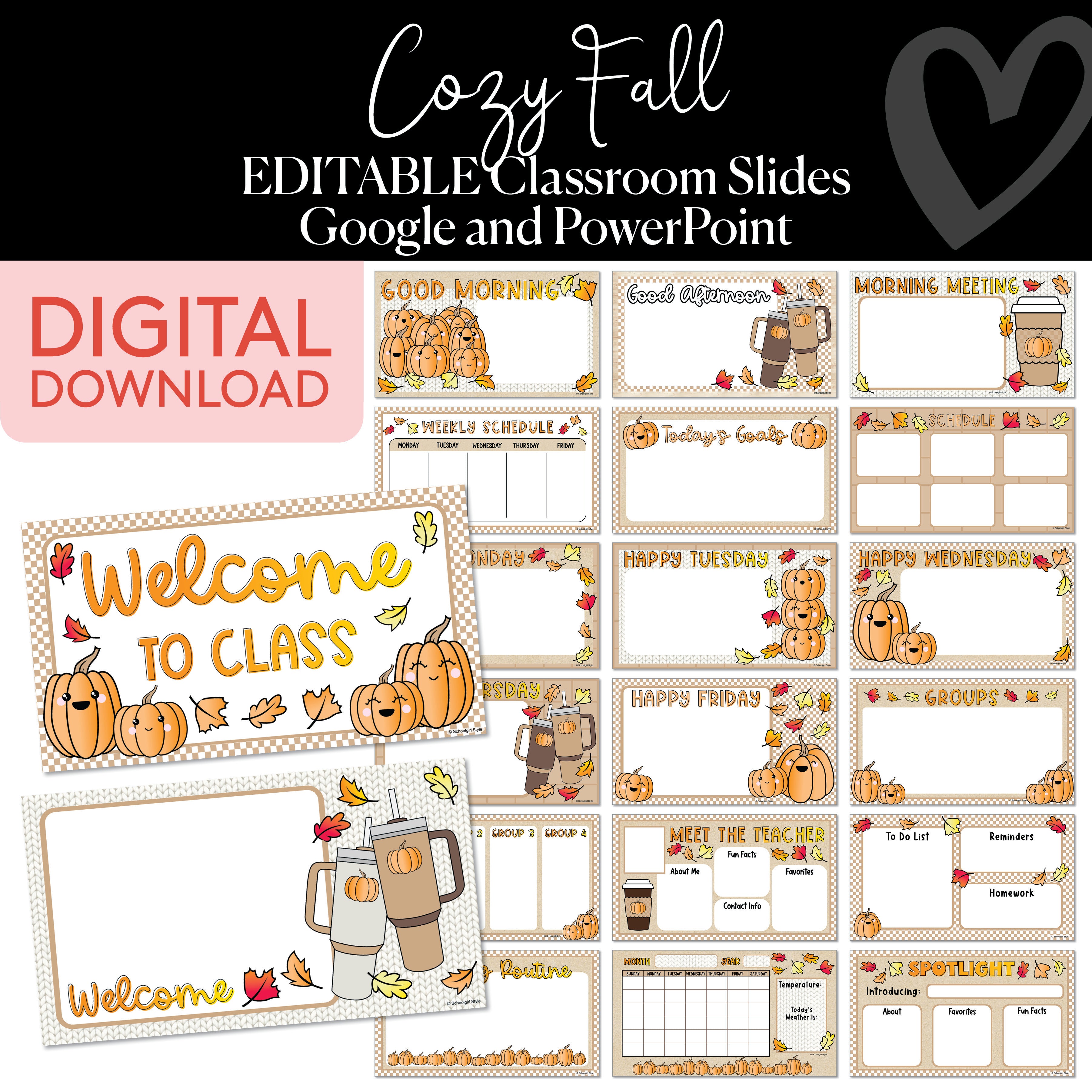Google Classroom Slides | Cozy Fall | Printable Classroom Decor | Scho ...