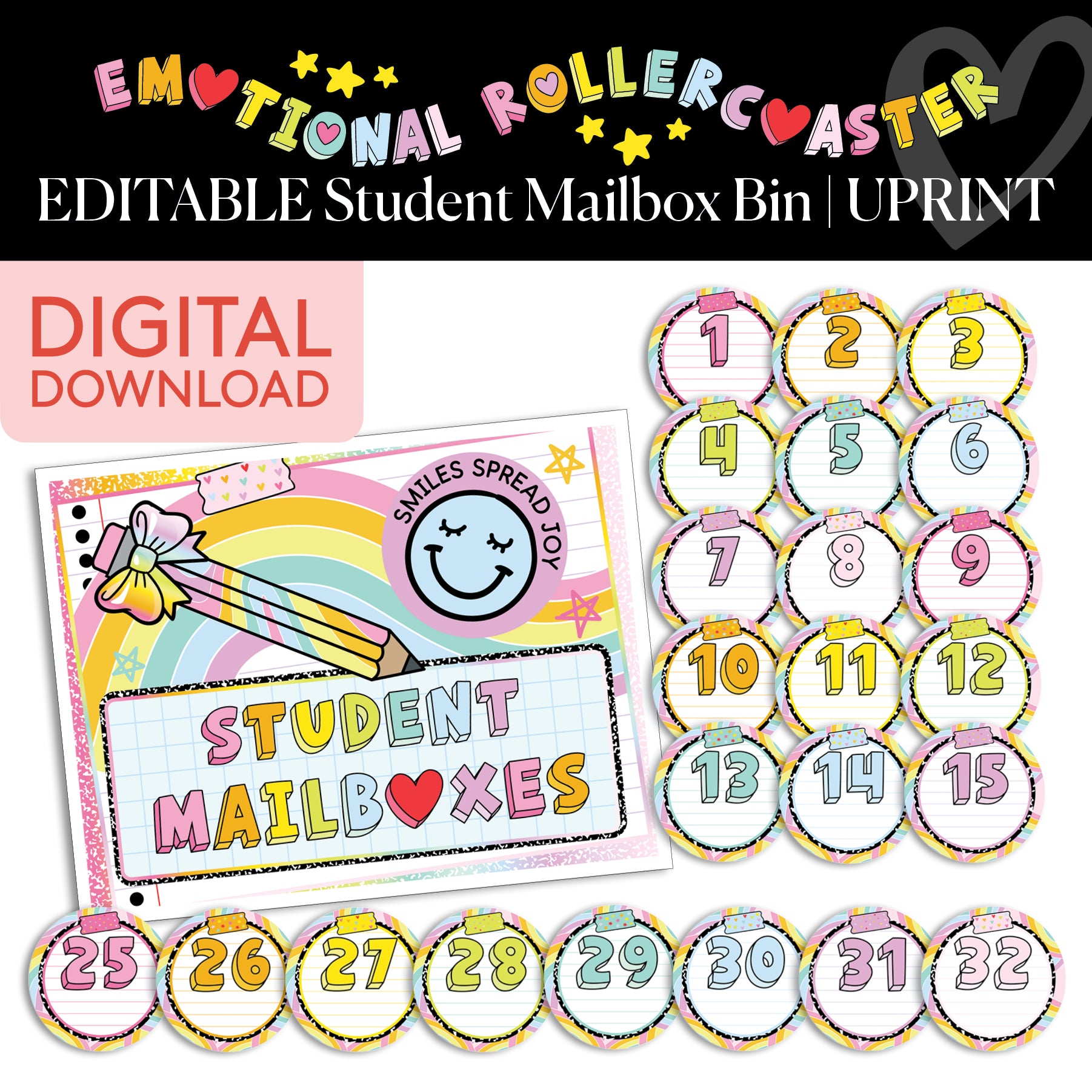 Printable Bright Student Mailboxes | Emotional Rollercoaster ...