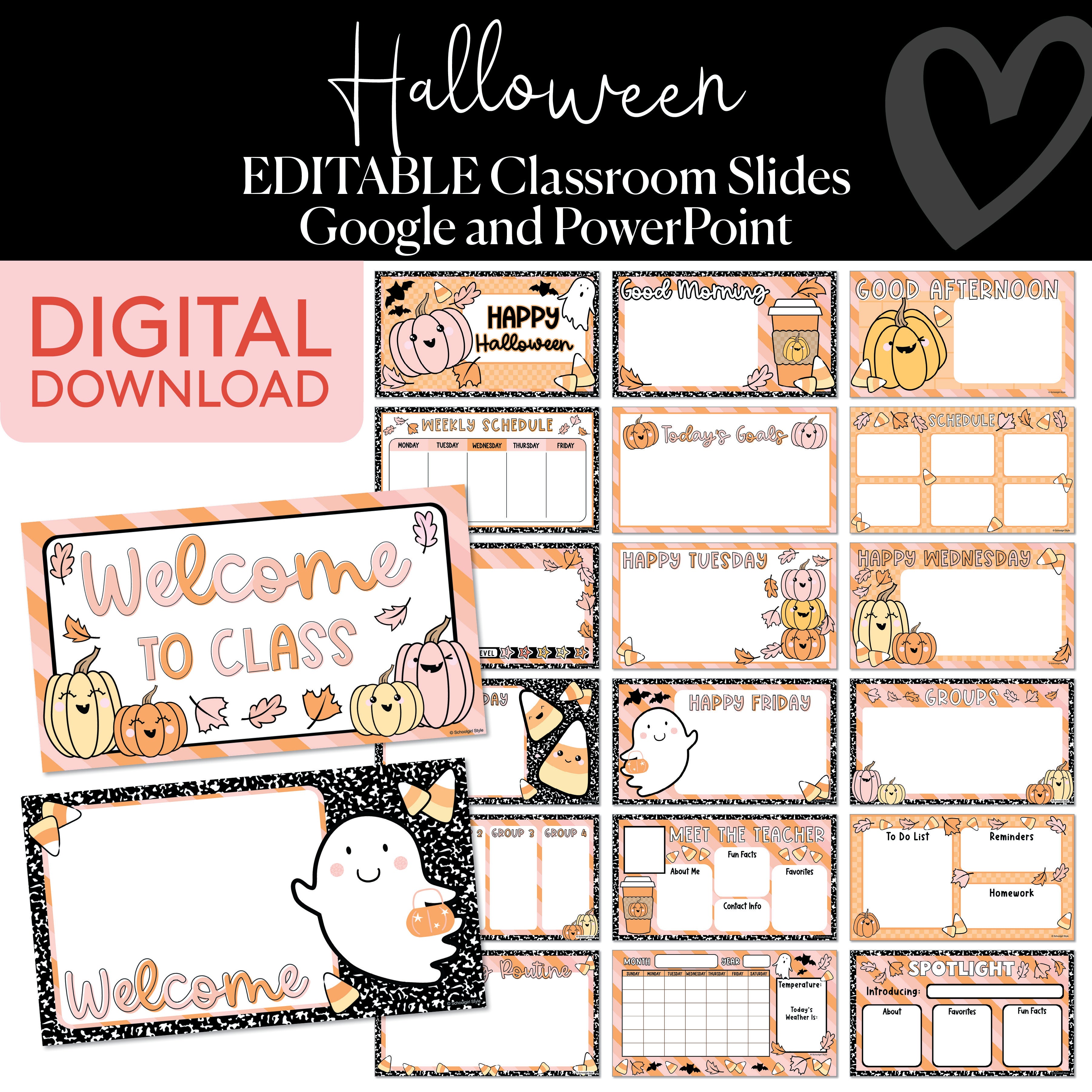 Google Classroom Slides | Halloween | Printable Classroom Decor | Scho ...