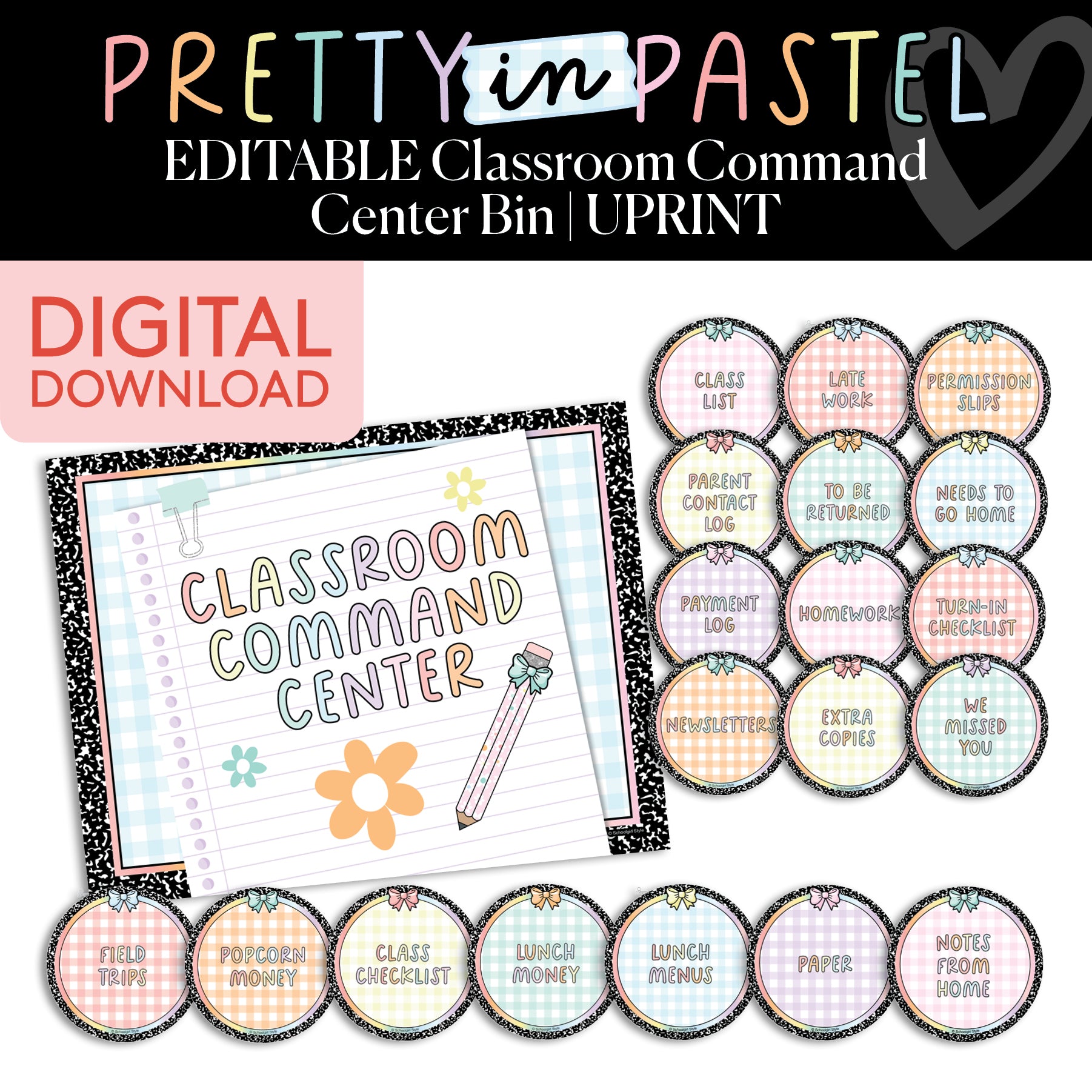 Printable Pastel Command Center Classroom Bin | Pretty In Pastel ...