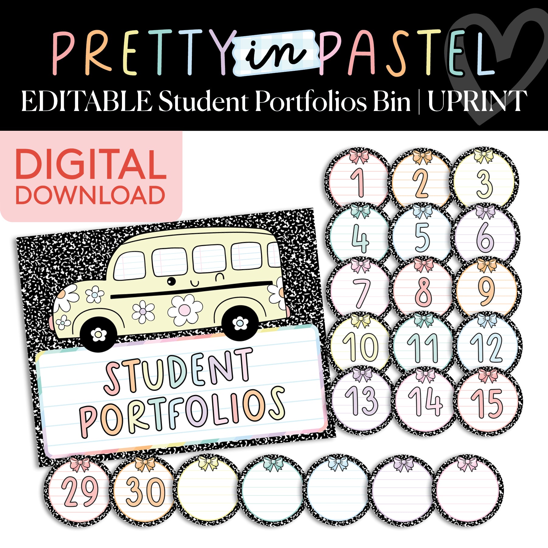Printable Pastel Editable Student Portfolios | Pretty in Pastel ...
