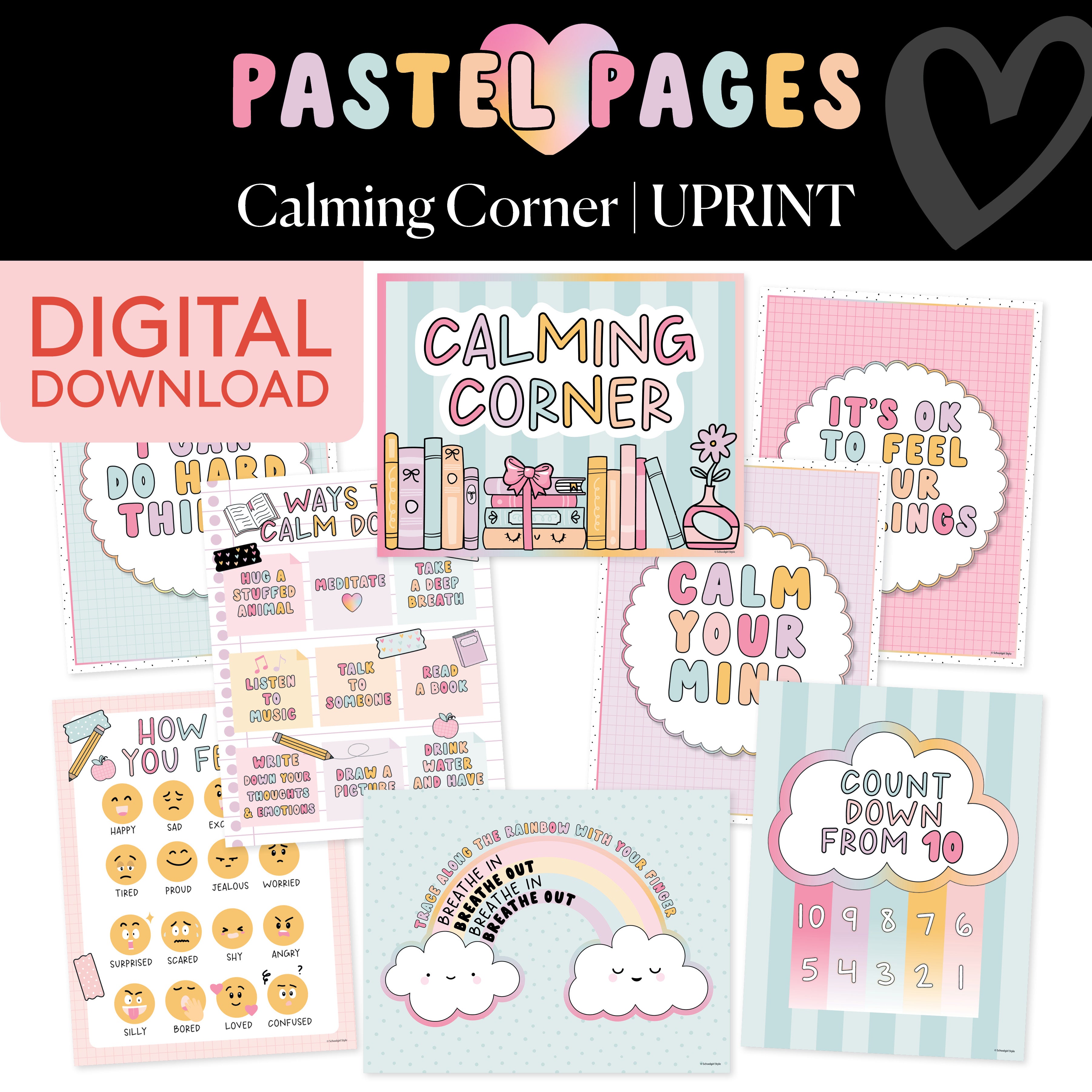 Printable Boho Pastel Calming Corner Posters | Pastel Pages ...
