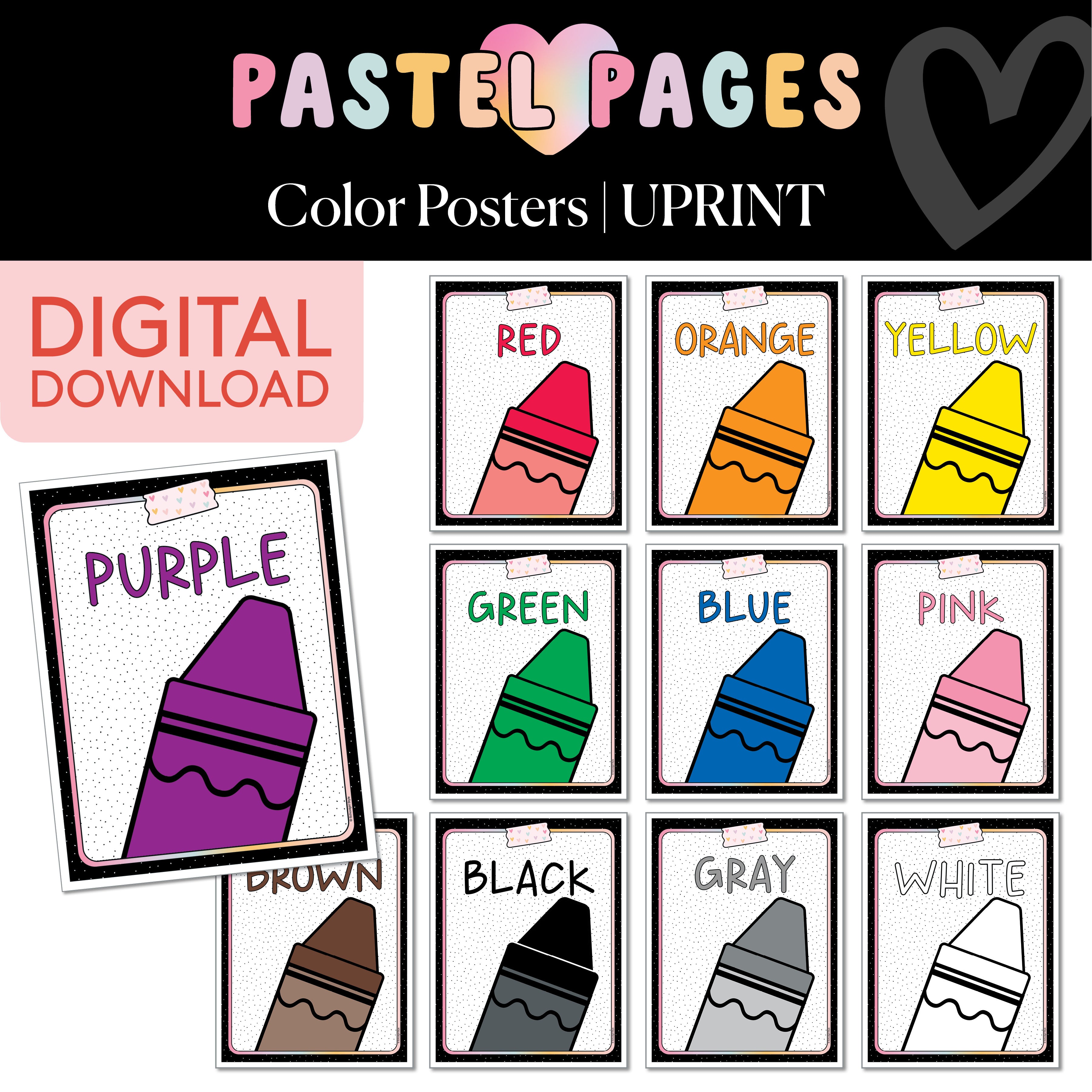Printable Boho Pastel Color Posters | Pastel Pages – Schoolgirl Style