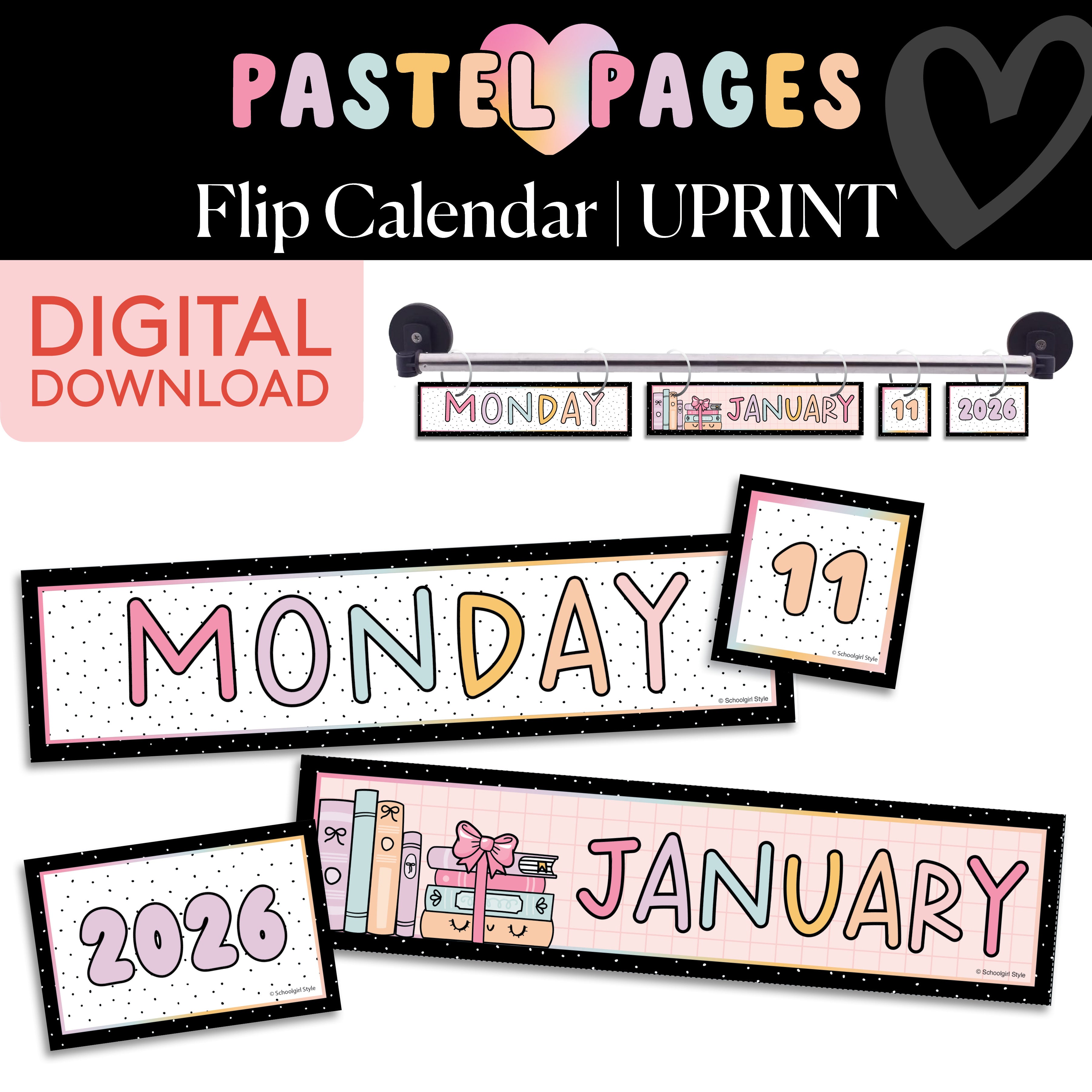Printable Boho Pastel Classroom Flip Calendar | Pastel Pages ...
