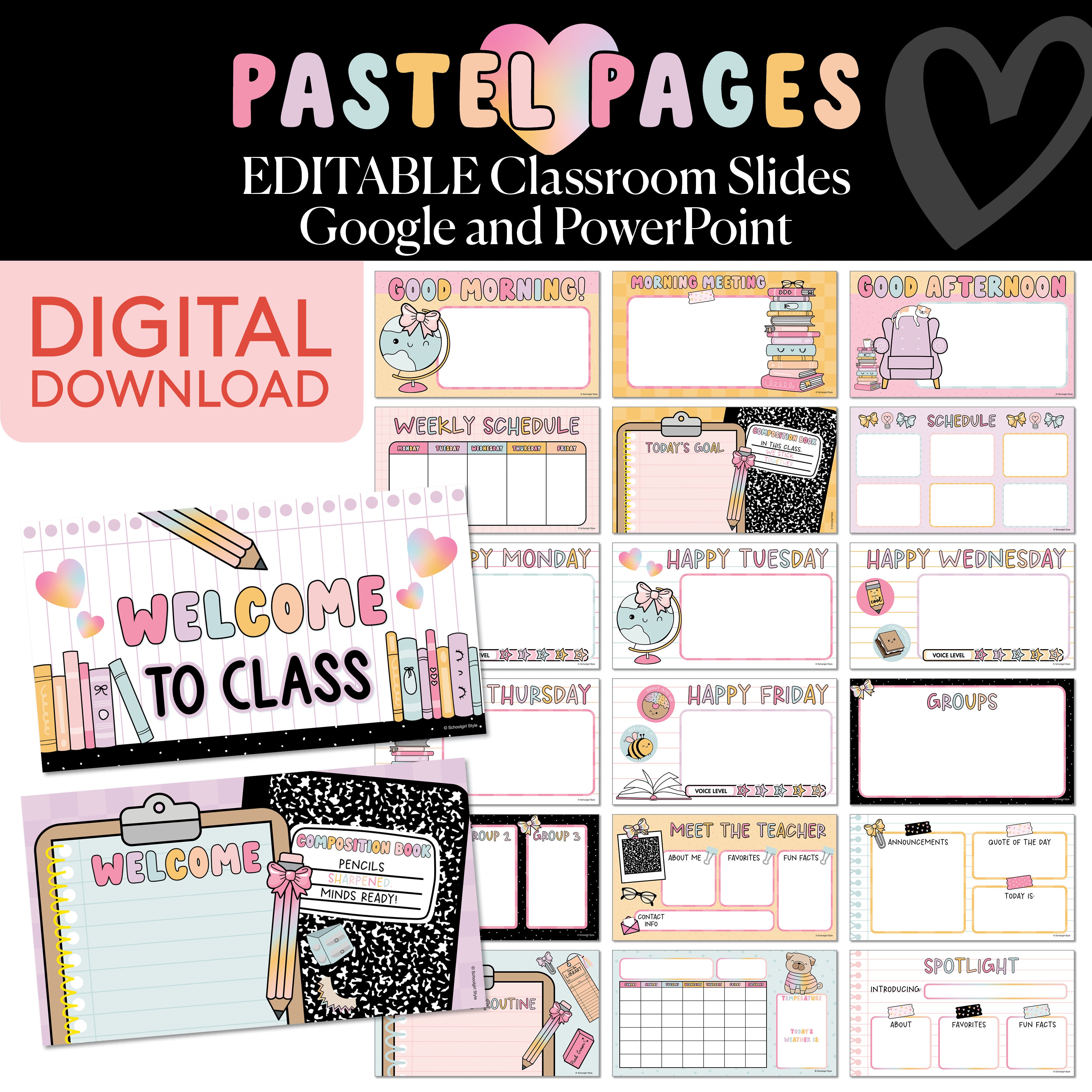 Printable Boho Pastel Editable Google and PowerPoint Classroom Slides ...