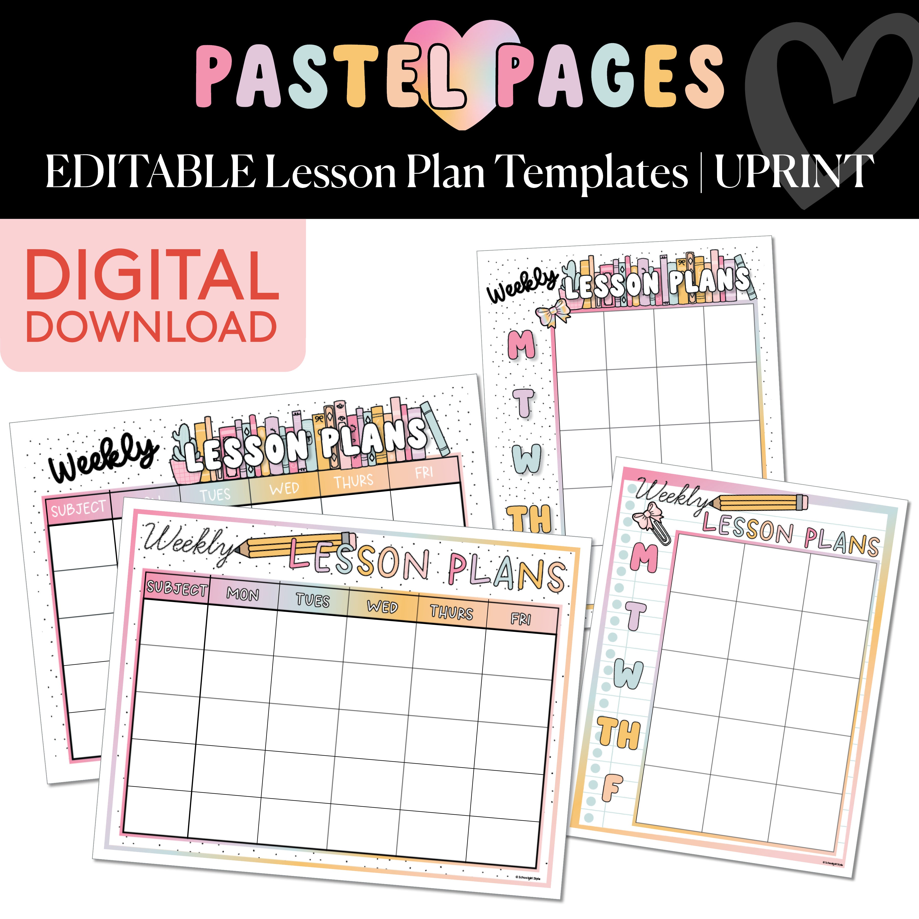 Printable Boho Pastel Editable Lesson Plan Templates | Pastel Pages ...
