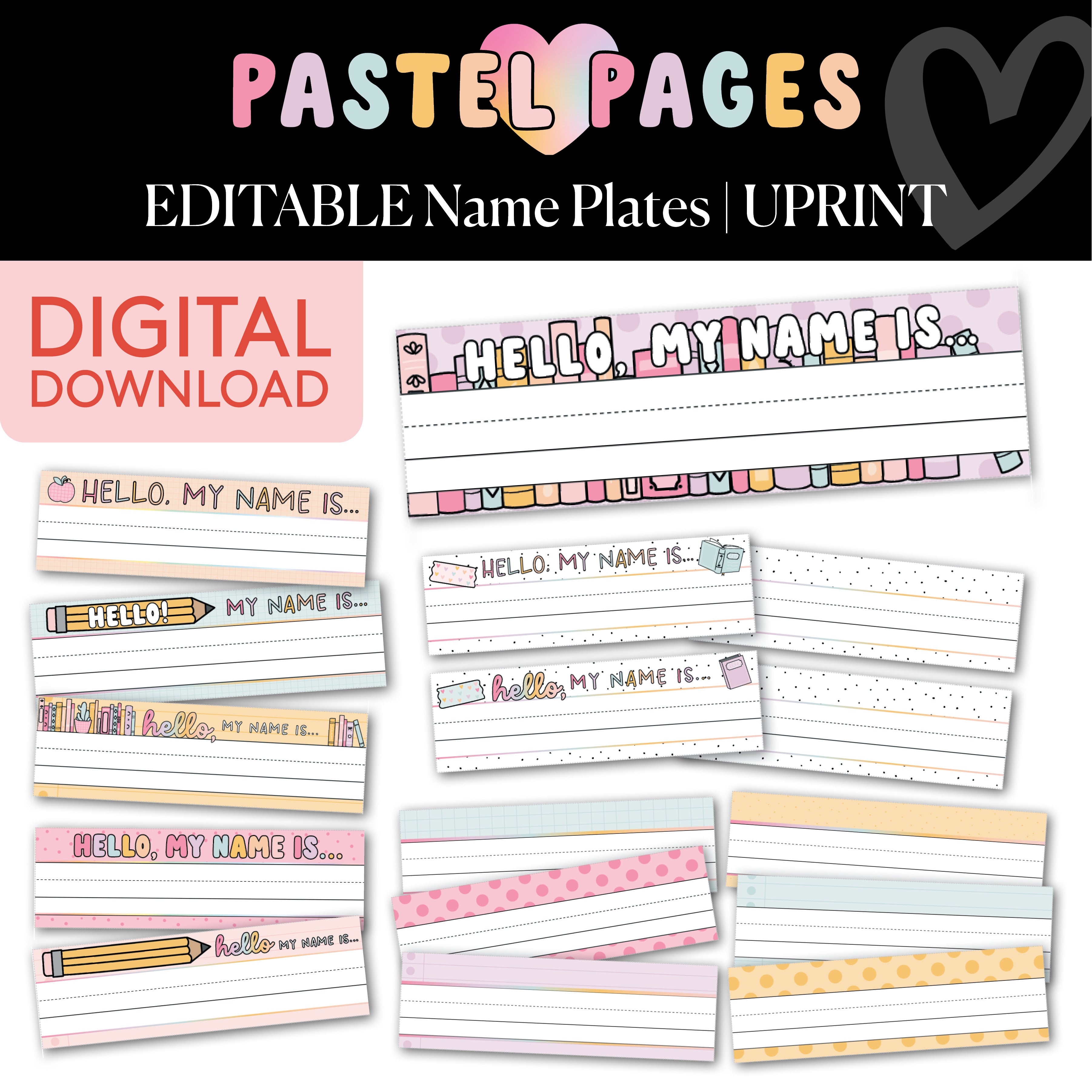 Printable Editable Boho Pastel Classroom Name Plates | Pastel Pages ...