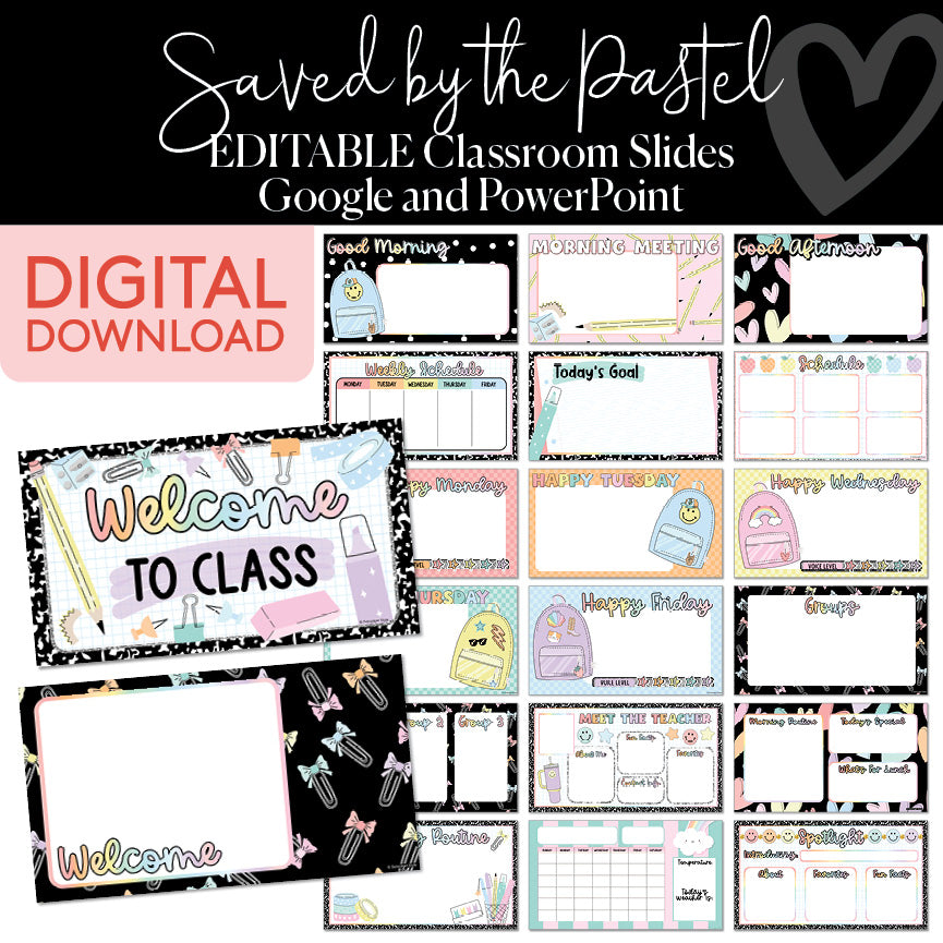 Google Classroom Slides | Saved By The Pastel | Printable Classroom De ...