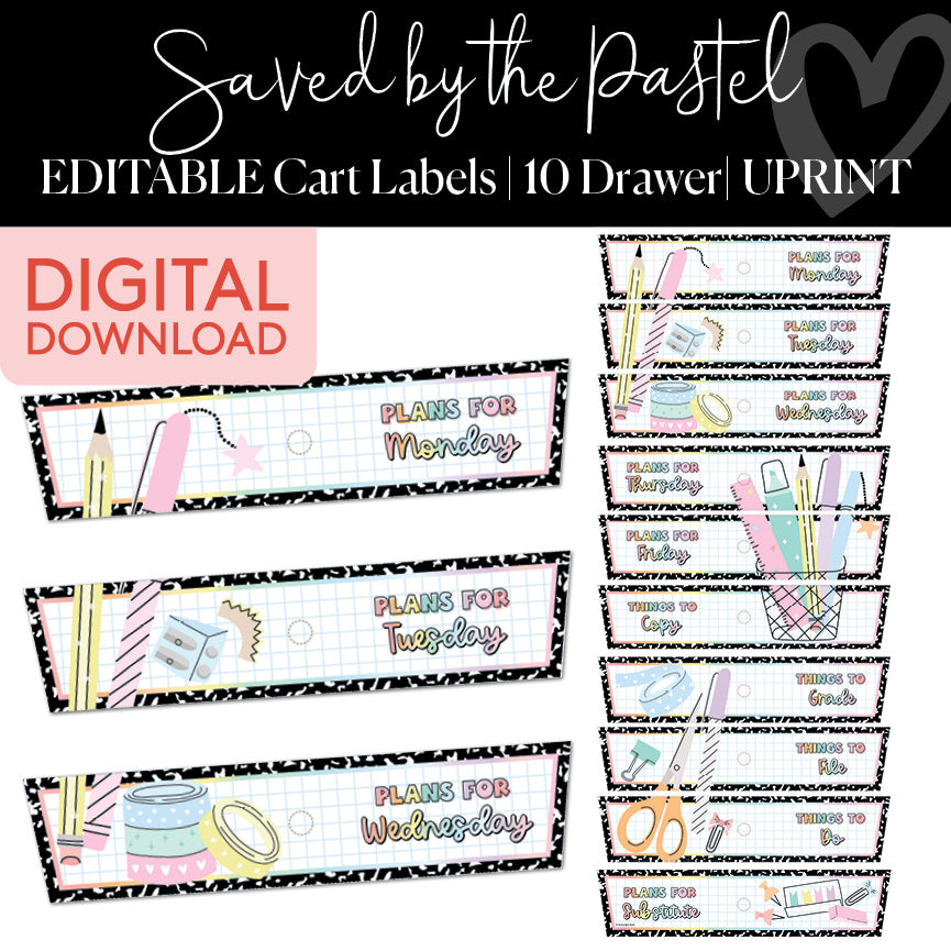 Classroom Cart Labels | Saved By The Pastel | Printable Classroom Deco ...