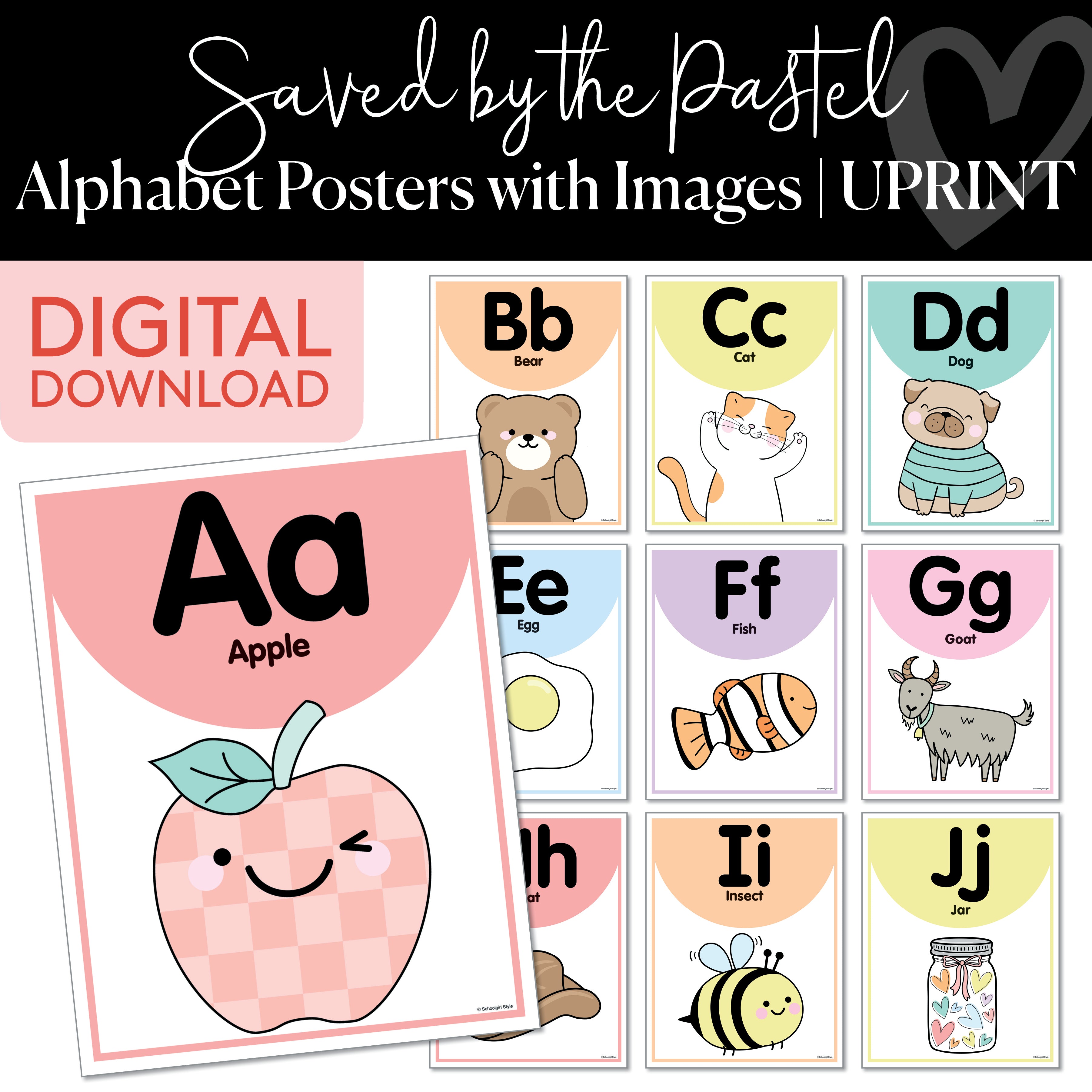 Alphabet Cards | Saved By The Pastel | Printable Classroom Decor | Sch ...