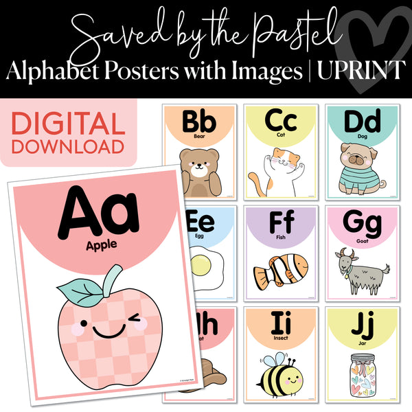 Alphabet Cards | Saved By The Pastel | Printable Classroom Decor | Sch ...