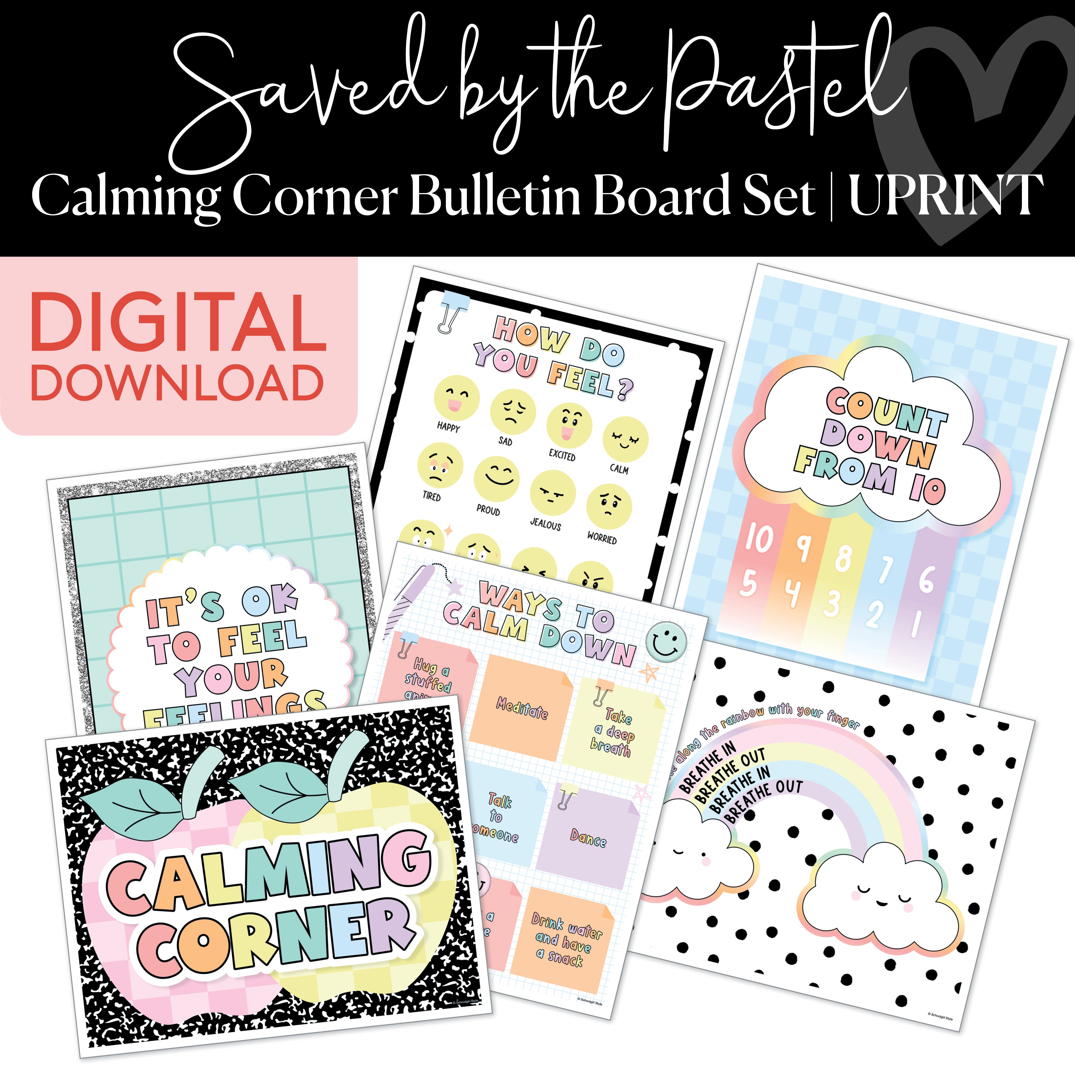 Printable Pastel Calming Corner Posters – Schoolgirl Style