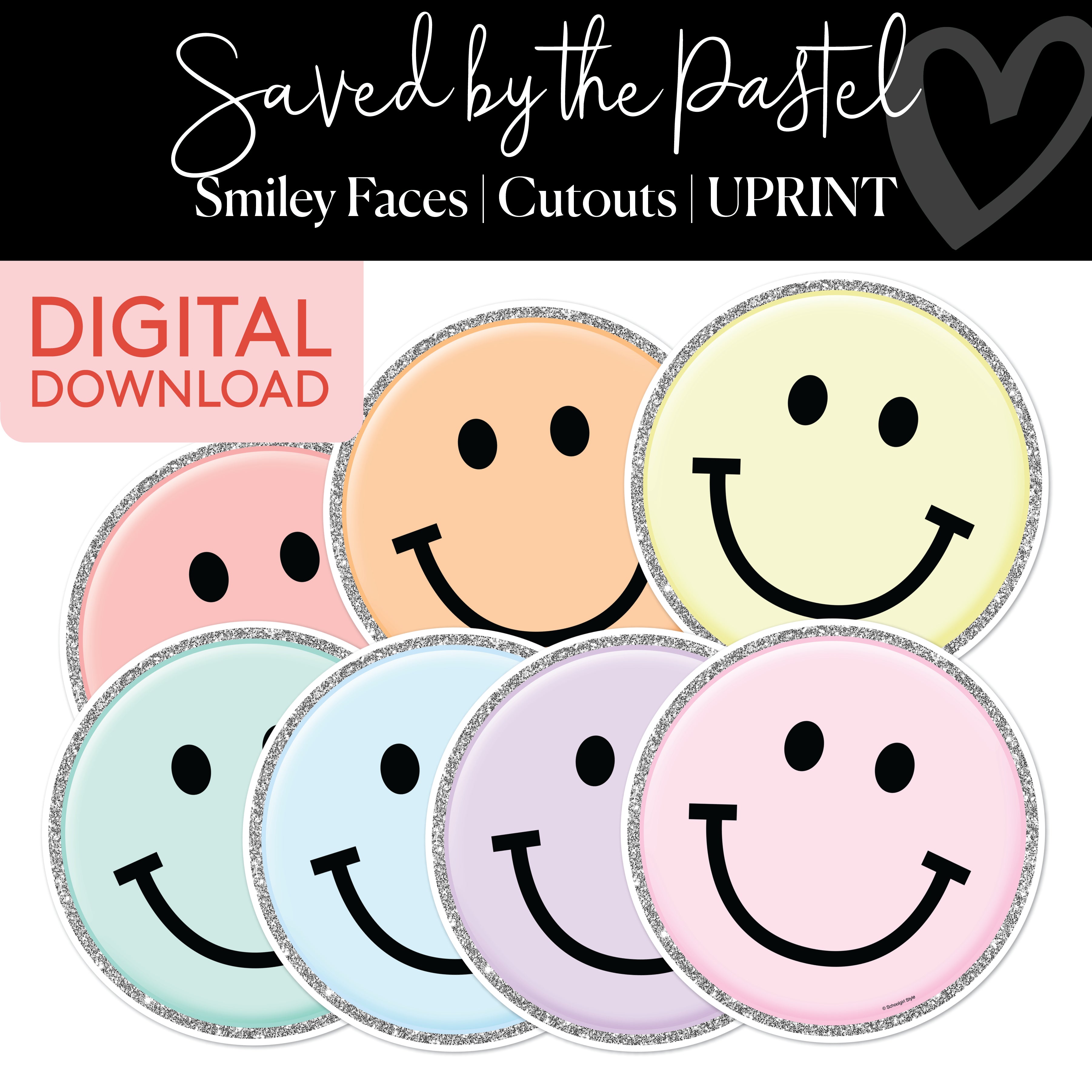 Printable Pastel Smiley Faces Bulletin Board Cutouts – Schoolgirl Style