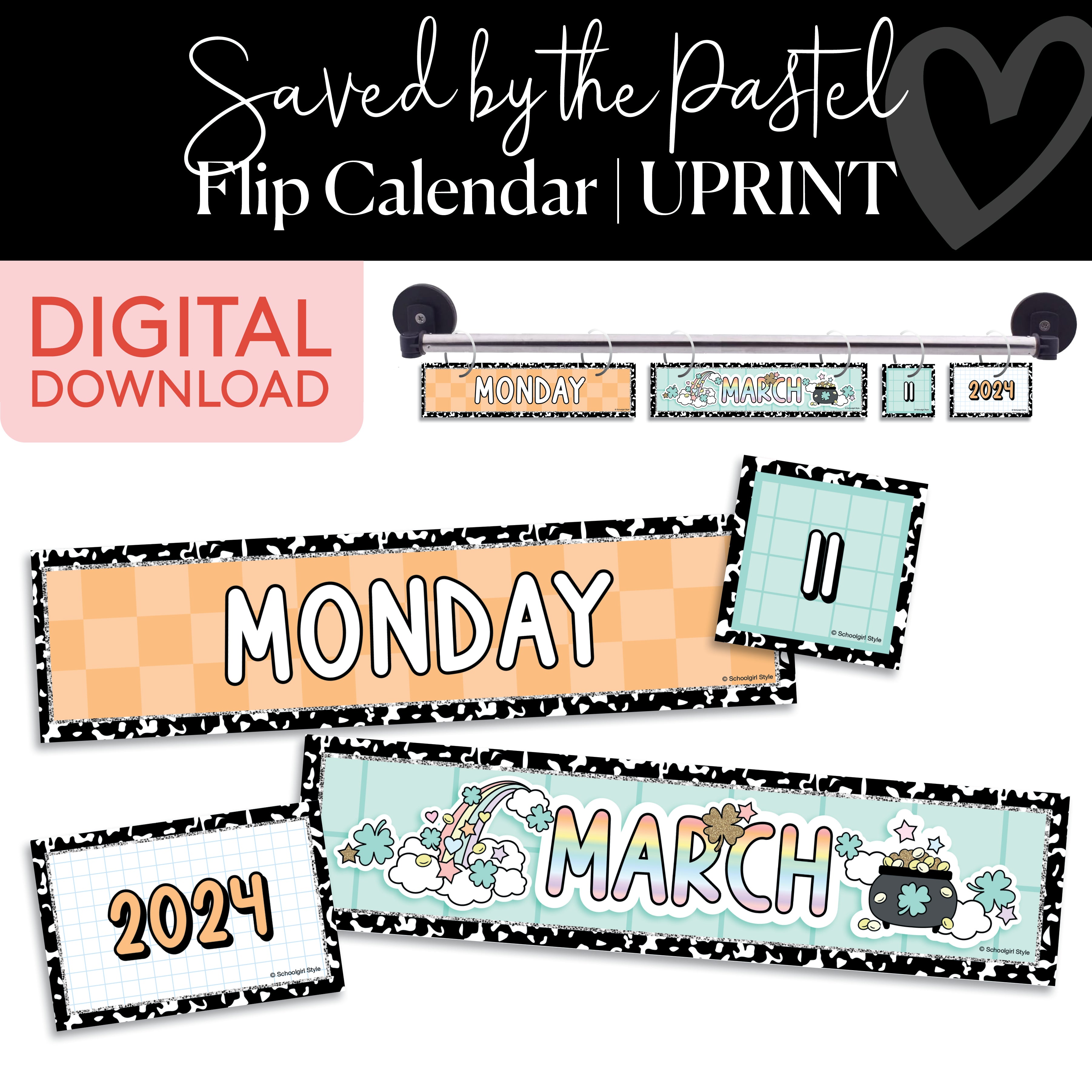 Pastel Printable Classroom Flip Calendar | Saved By The Pastel ...