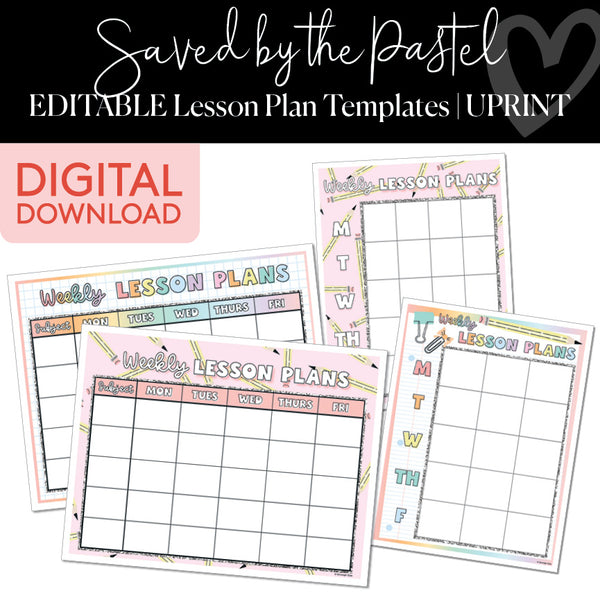 Lesson Plan Templates | Saved By The Pastel | Printable Classroom Deco ...