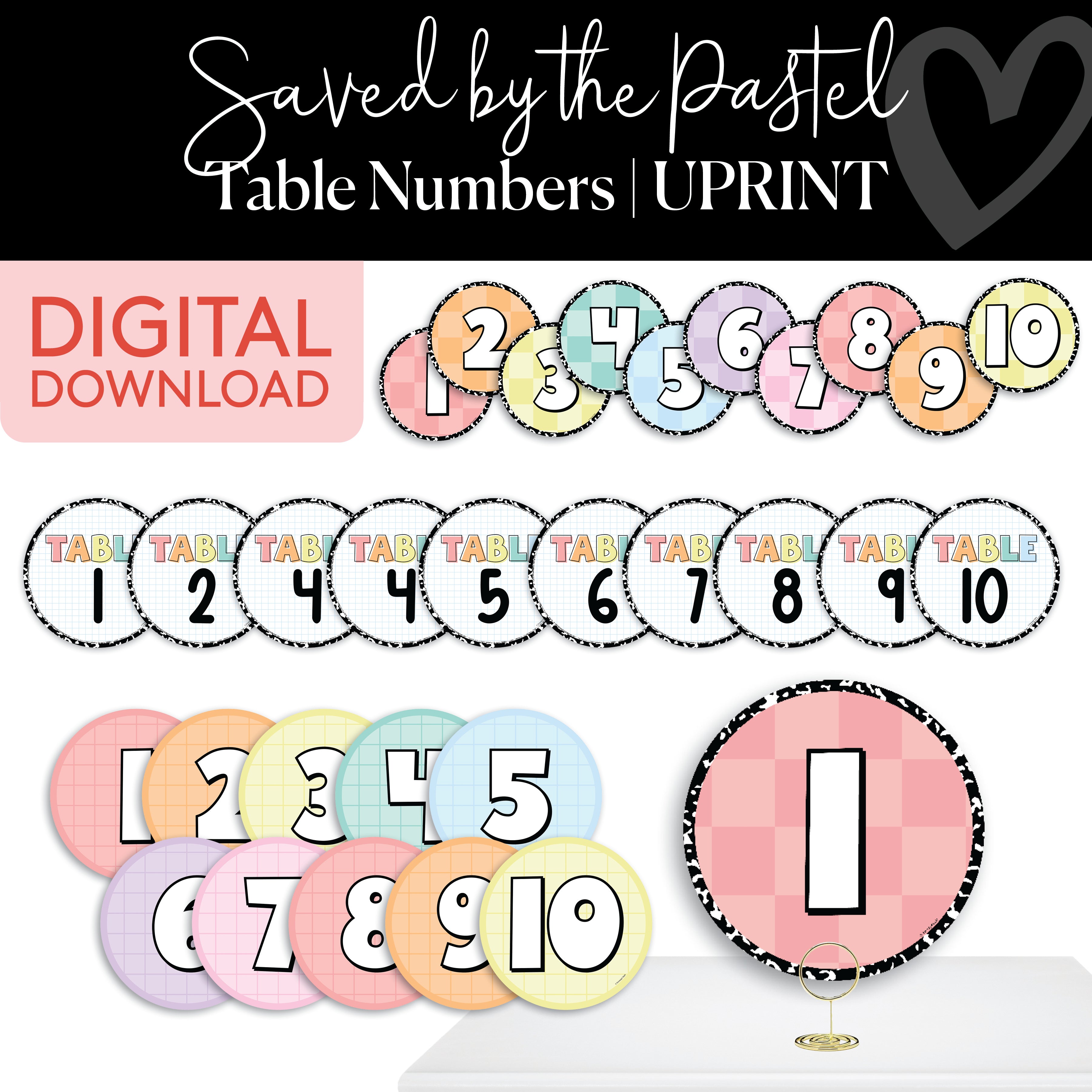 Table Numbers | Saved By The Pastel | Printable Classroom Decor | Scho – Schoolgirl Style