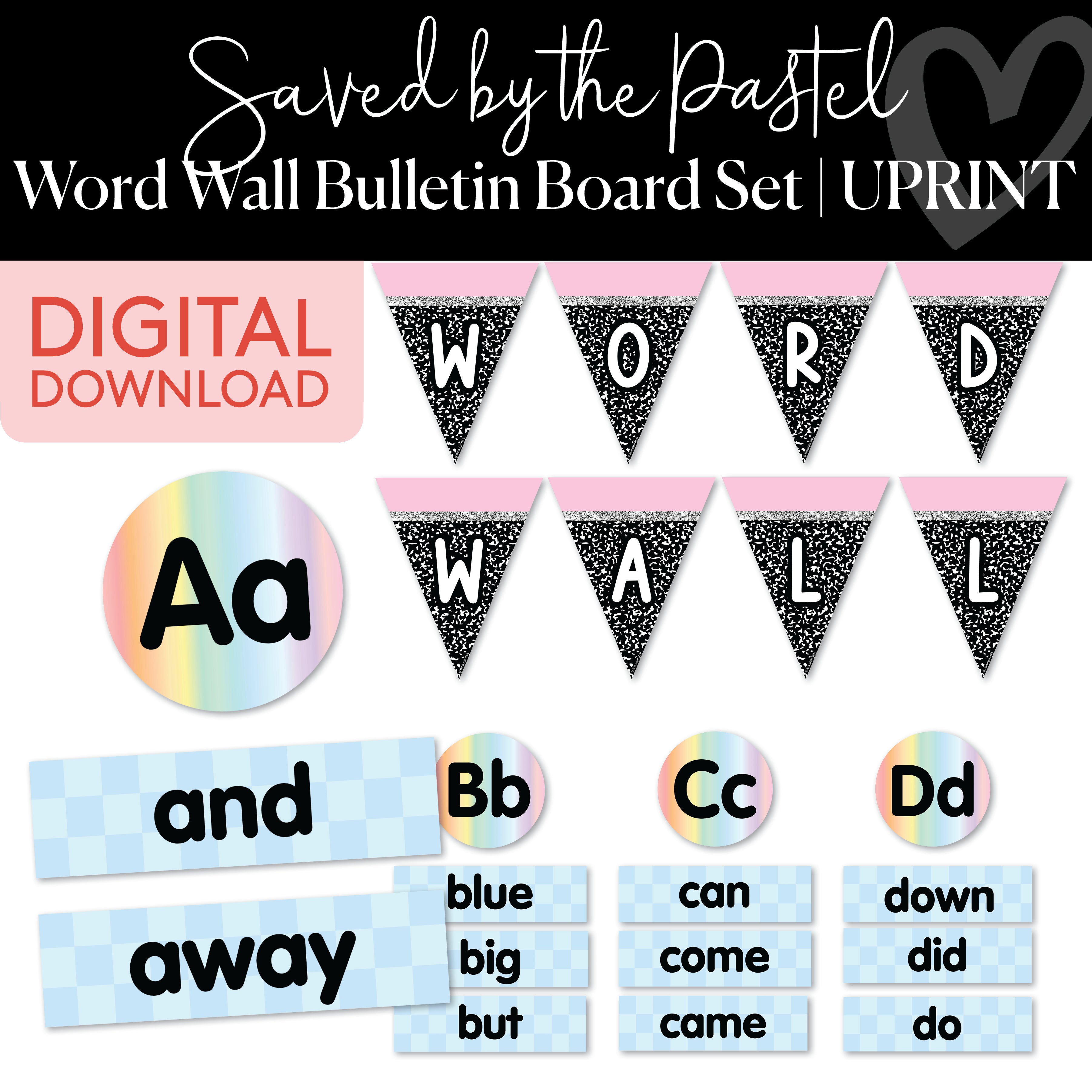 Word Wall | Saved By The Pastel | Printable Classroom Decor | Schoolgi ...