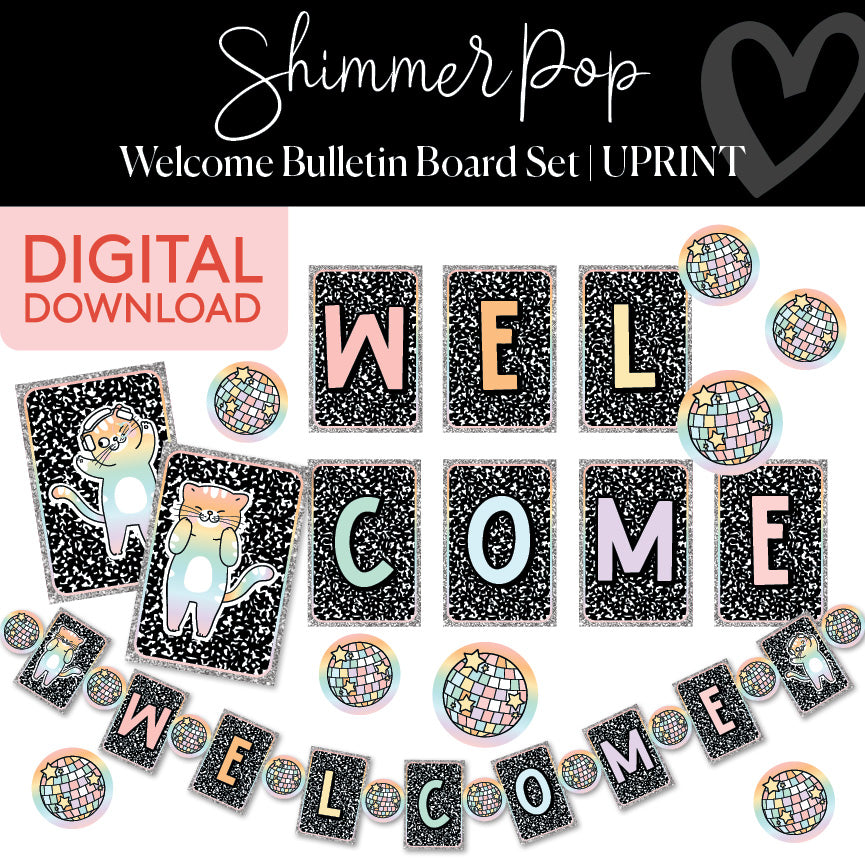 Printable Classroom Welcome Bulletin Board Set | Shimmer Pop ...