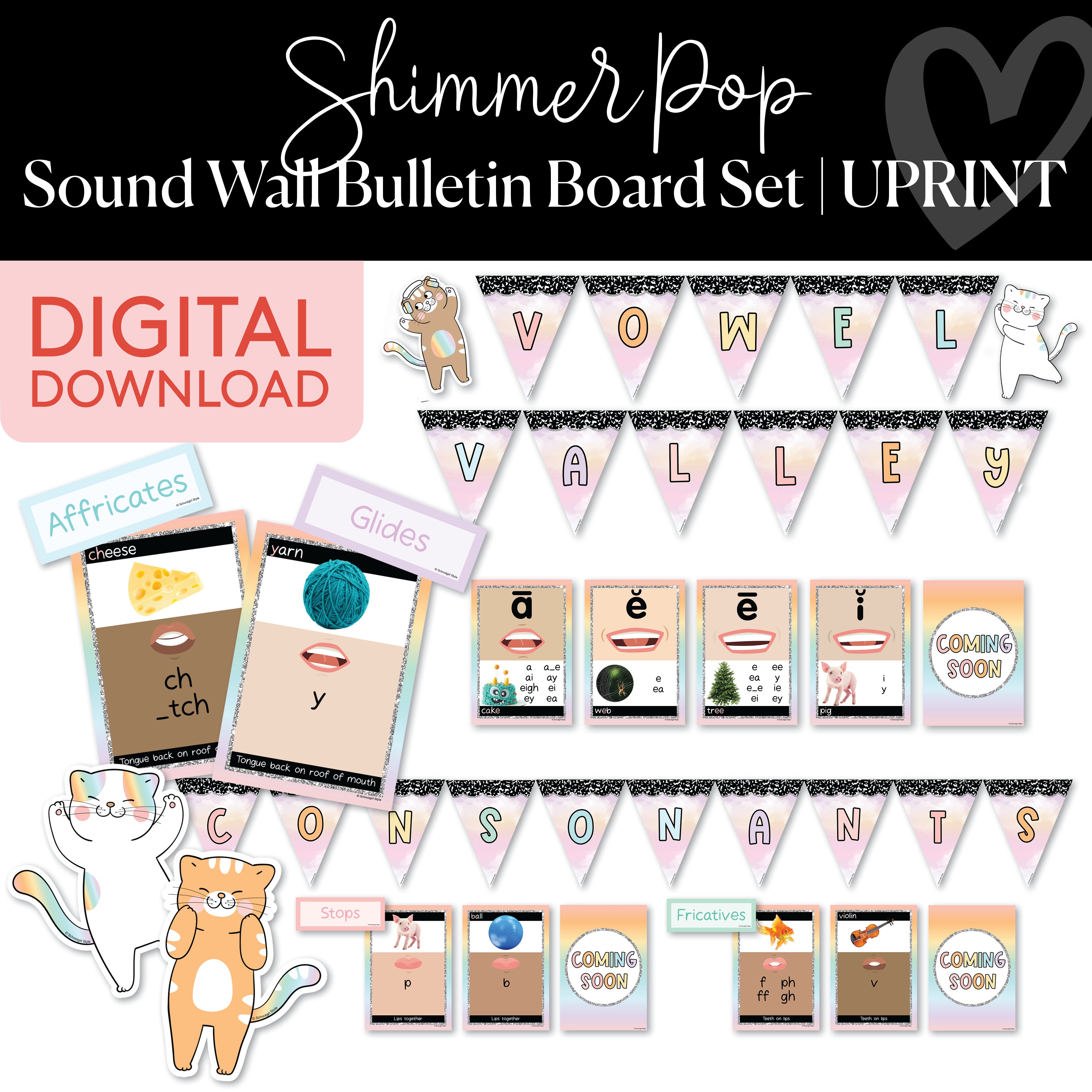 Printable Pastel Sound Wall | Shimmer Pop – Schoolgirl Style