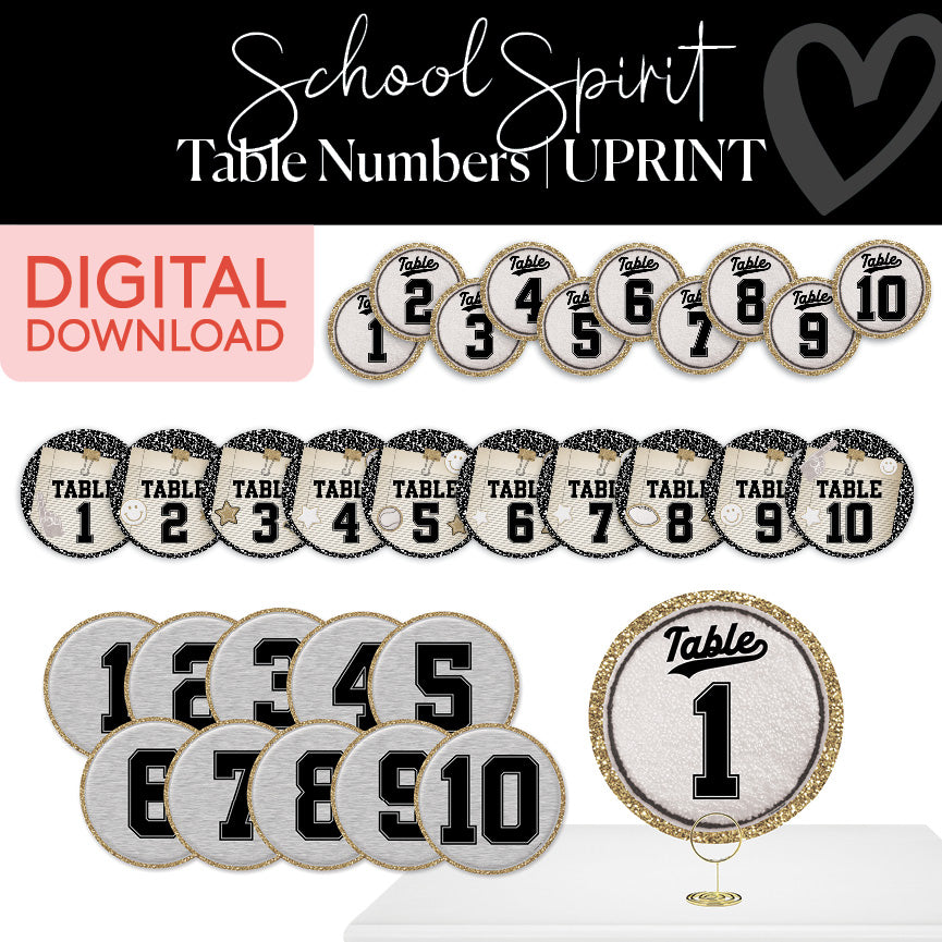 Table Numbers | School Spirit | Printable Classroom Decor | Schoolgirl ...