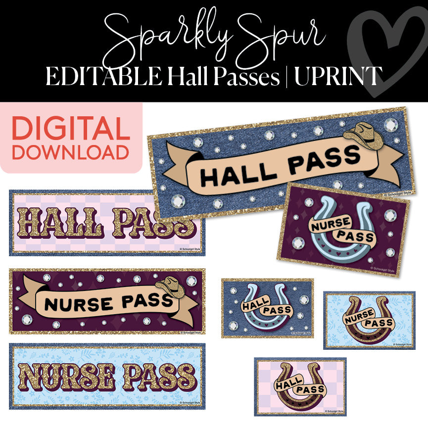 Classroom Hall Pass | Sparkly Spur | Printable Classroom Decor | Schoo ...