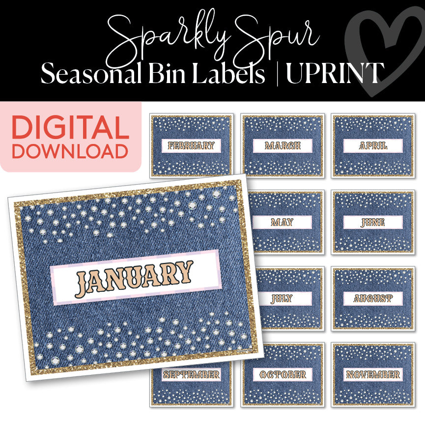 Monthly Bin Labels | Sparkly Spur | Printable Classroom Decor | School ...