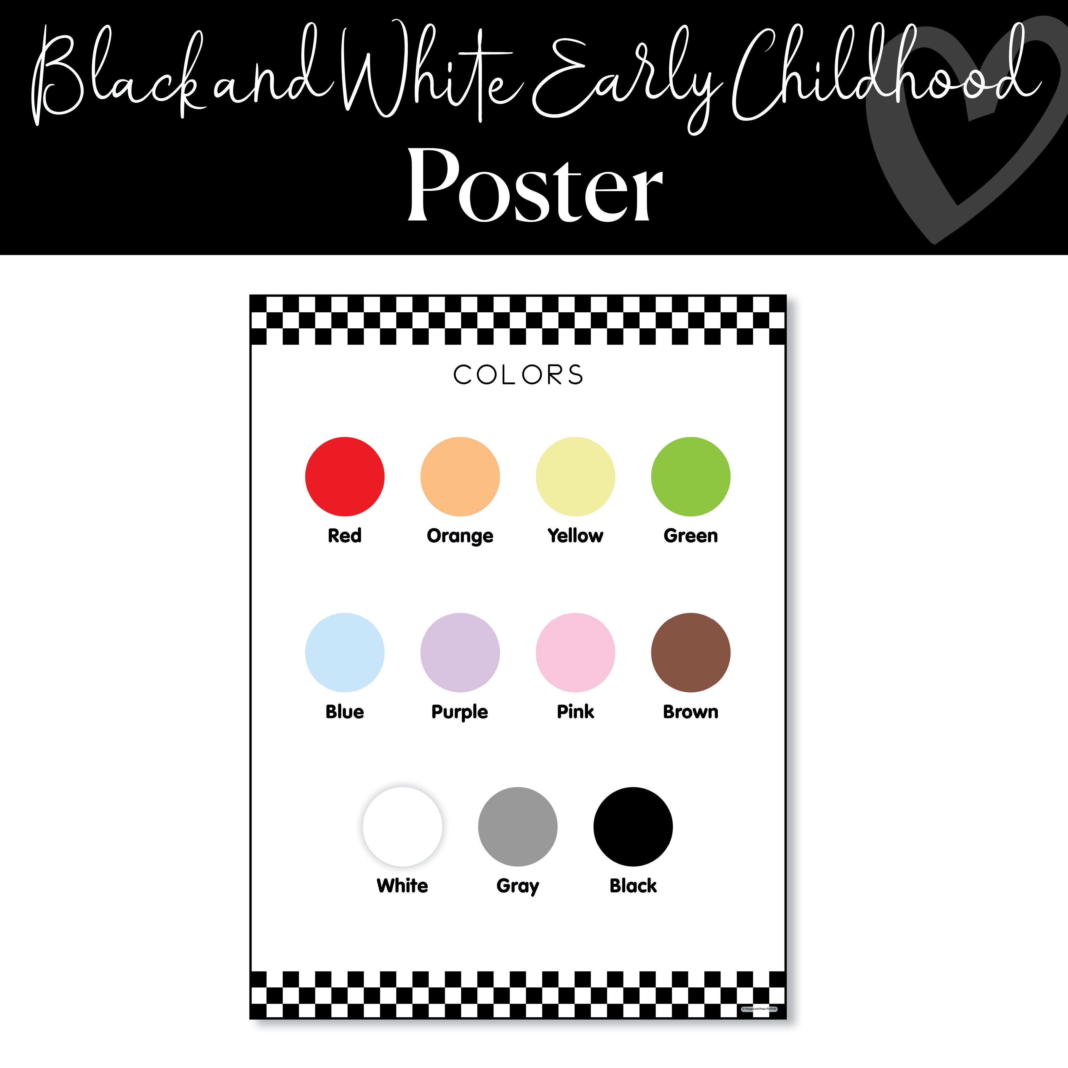 Black and White Learn Your Colors Home Learning Poster – Schoolgirl Style