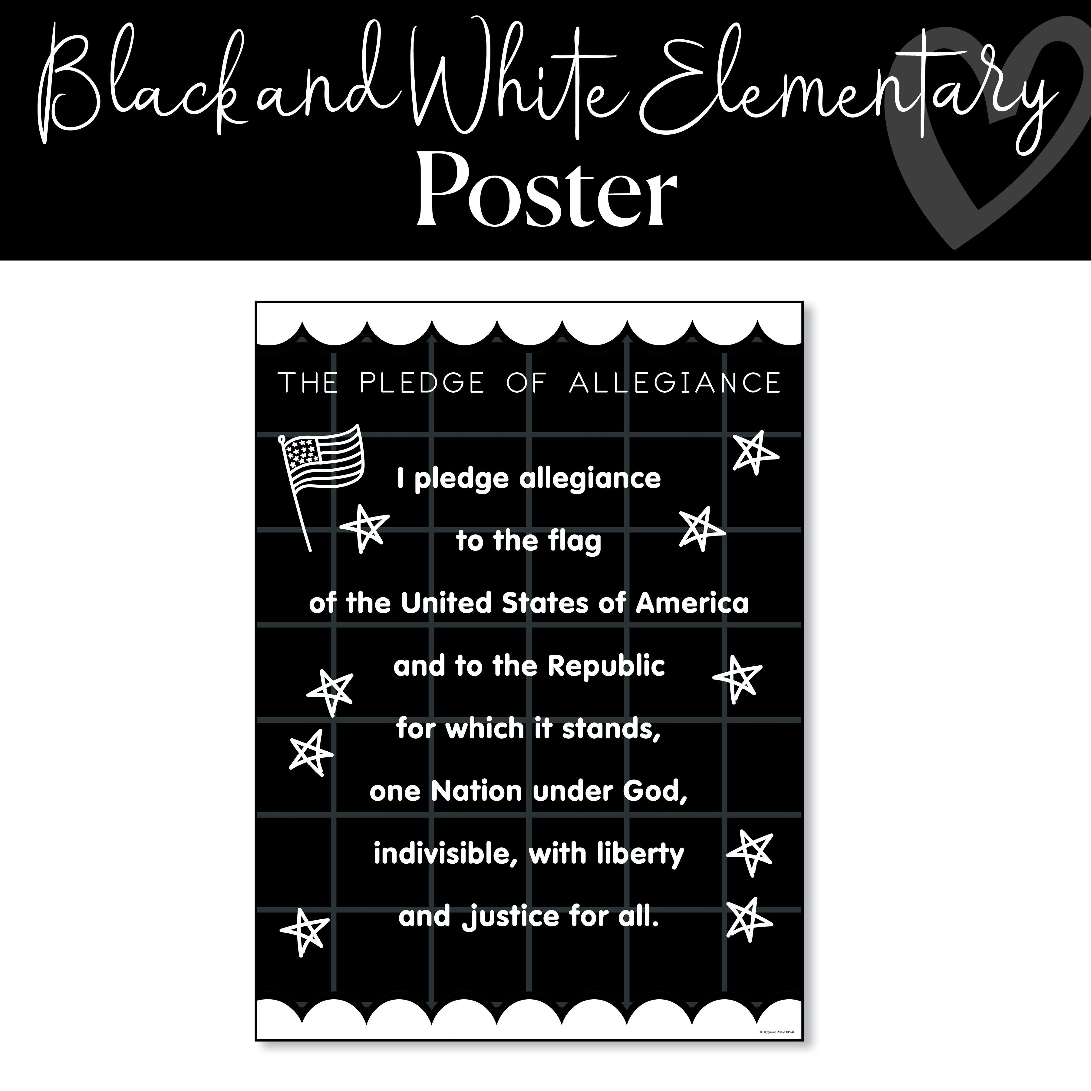 Black and White Pledge of Allegiance Home Learning Poster – Schoolgirl ...