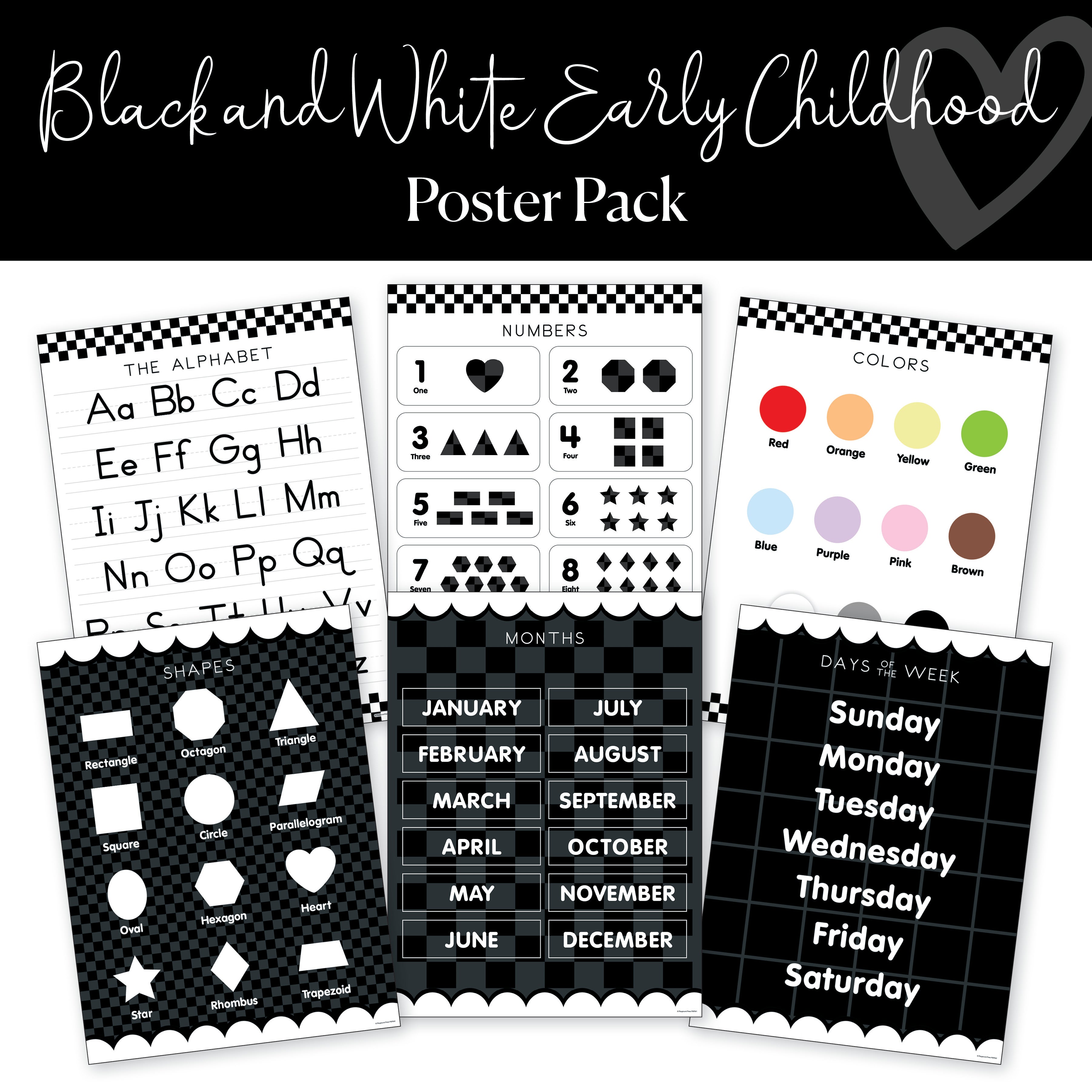 Black and White | Early Childhood Poster Pack – Schoolgirl Style